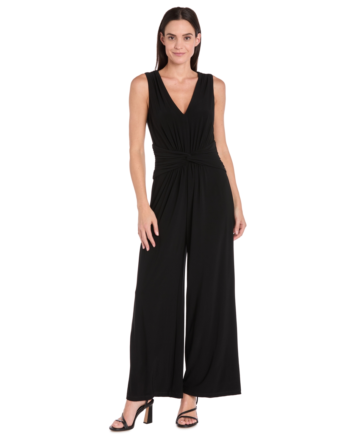Click here for R & M Richards Petites Solid-Color V-Neck Wide-Leg... prices