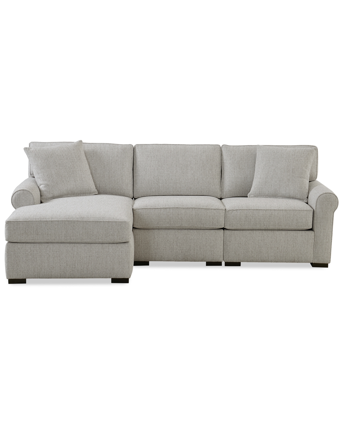 Radley Roll Arm 98 3-Pc. Fabric Chaise Sectional  Exclusively at Macys - Pewter