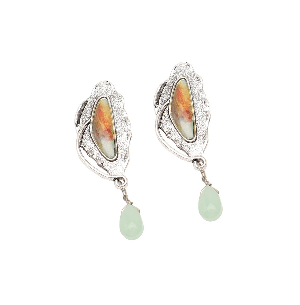 Click here for Sohi Womens Blue Abstract Drop Earrings - Orange prices