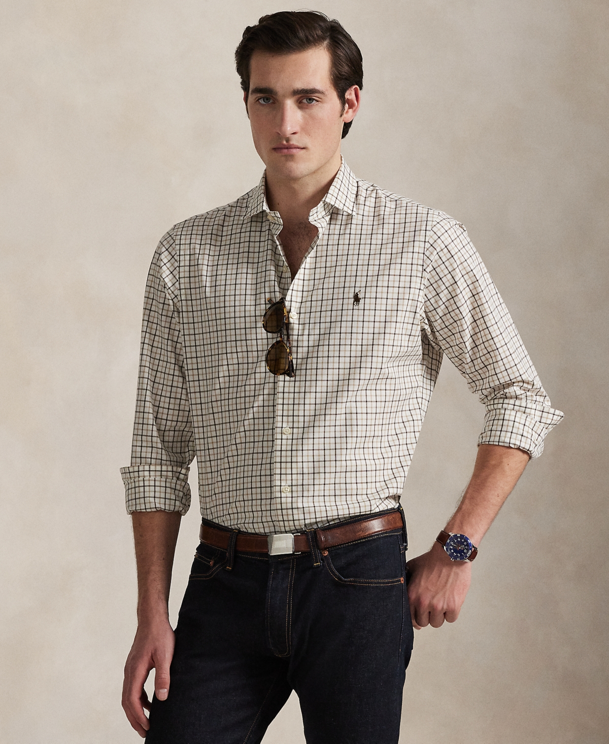 Click here for Polo Ralph Lauren Mens Classic-Fit Plaid Stretch P... prices