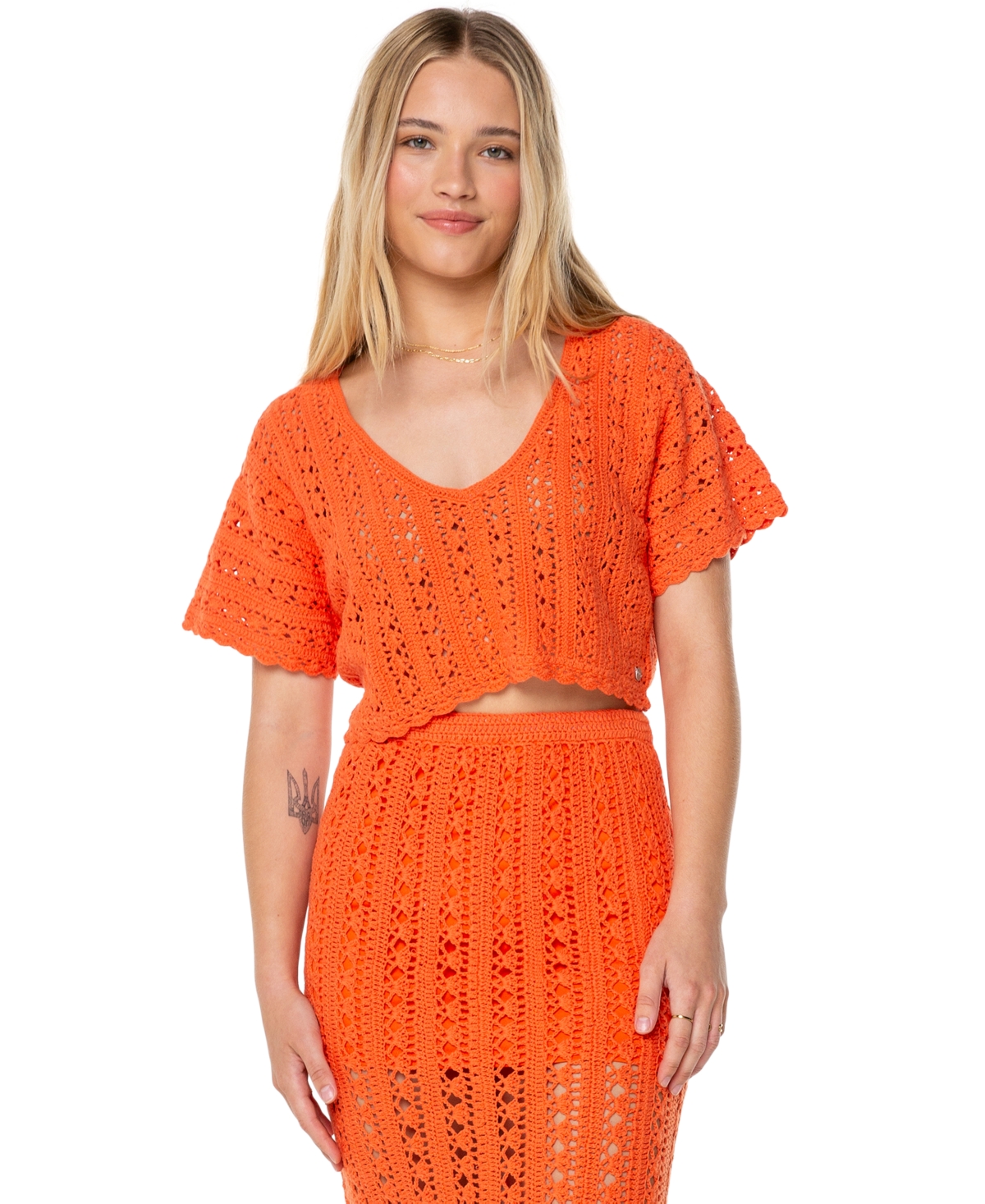 Click here for Roxy Juniors Sea Swirl Crochet Cotton Top - Tigerl... prices