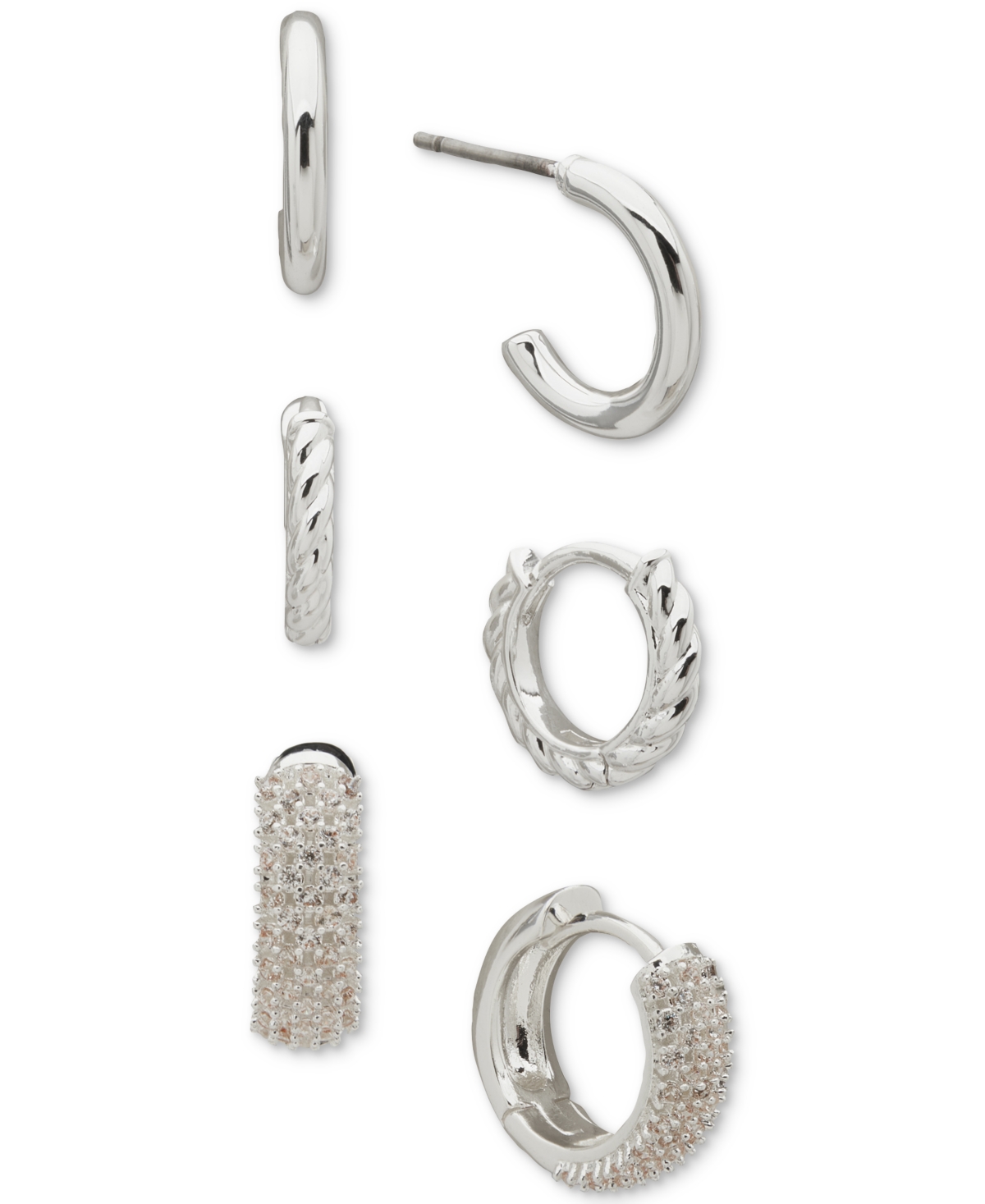 Click here for Anne Klein Metal 3-Pc. Set Twist Lattice Hoop Earr... prices