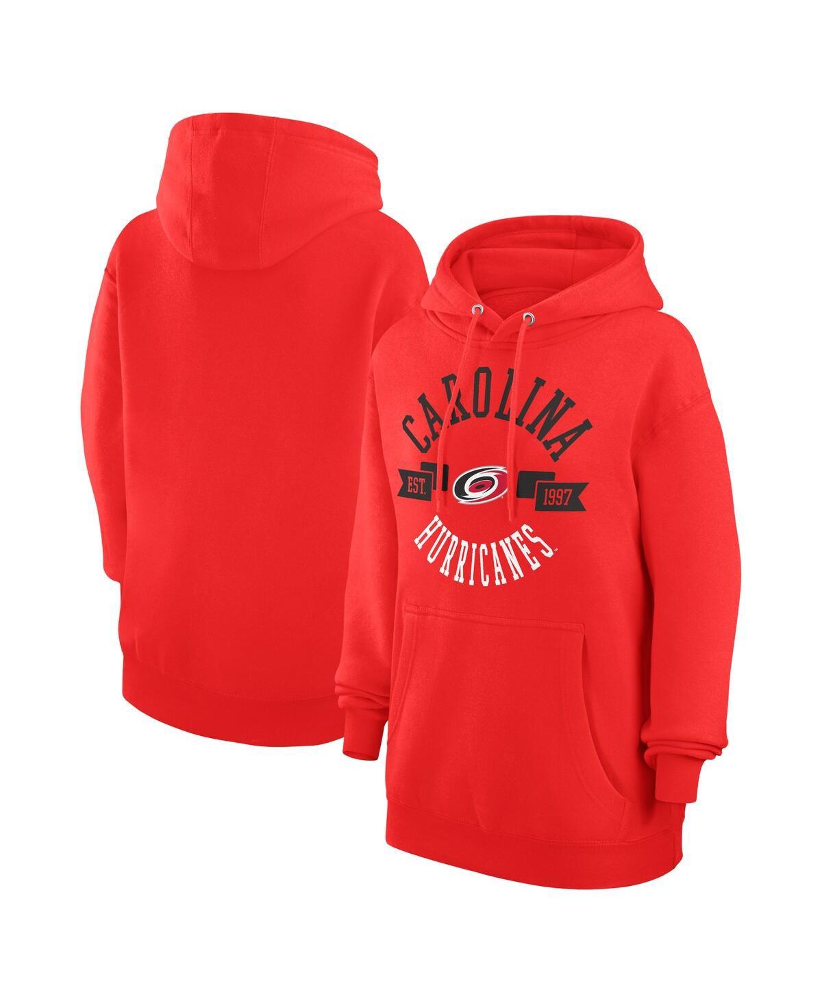 G-iii 4Her by Carl Banks Womens Red Carolina Hurricanes City Graphic Fleece Pullover Hoodie - Red