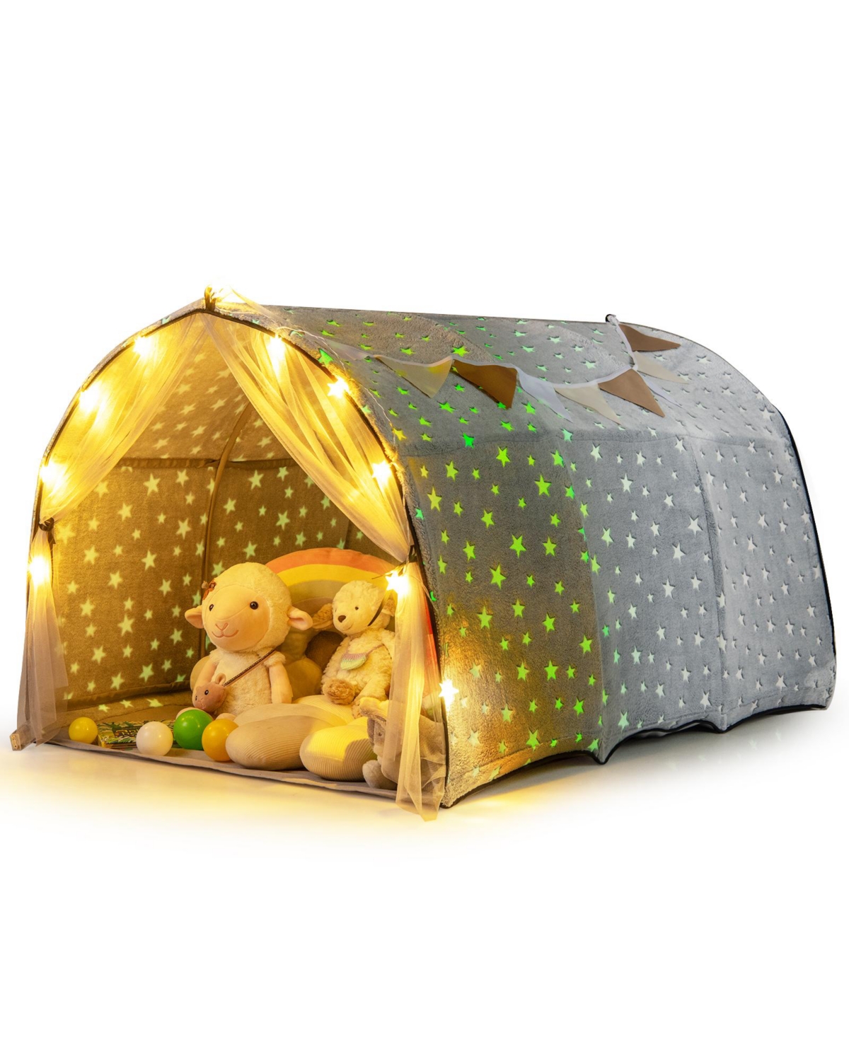 Click here for Kids Dream Bed Tent Twin Bunk Bed with Glow in the... prices