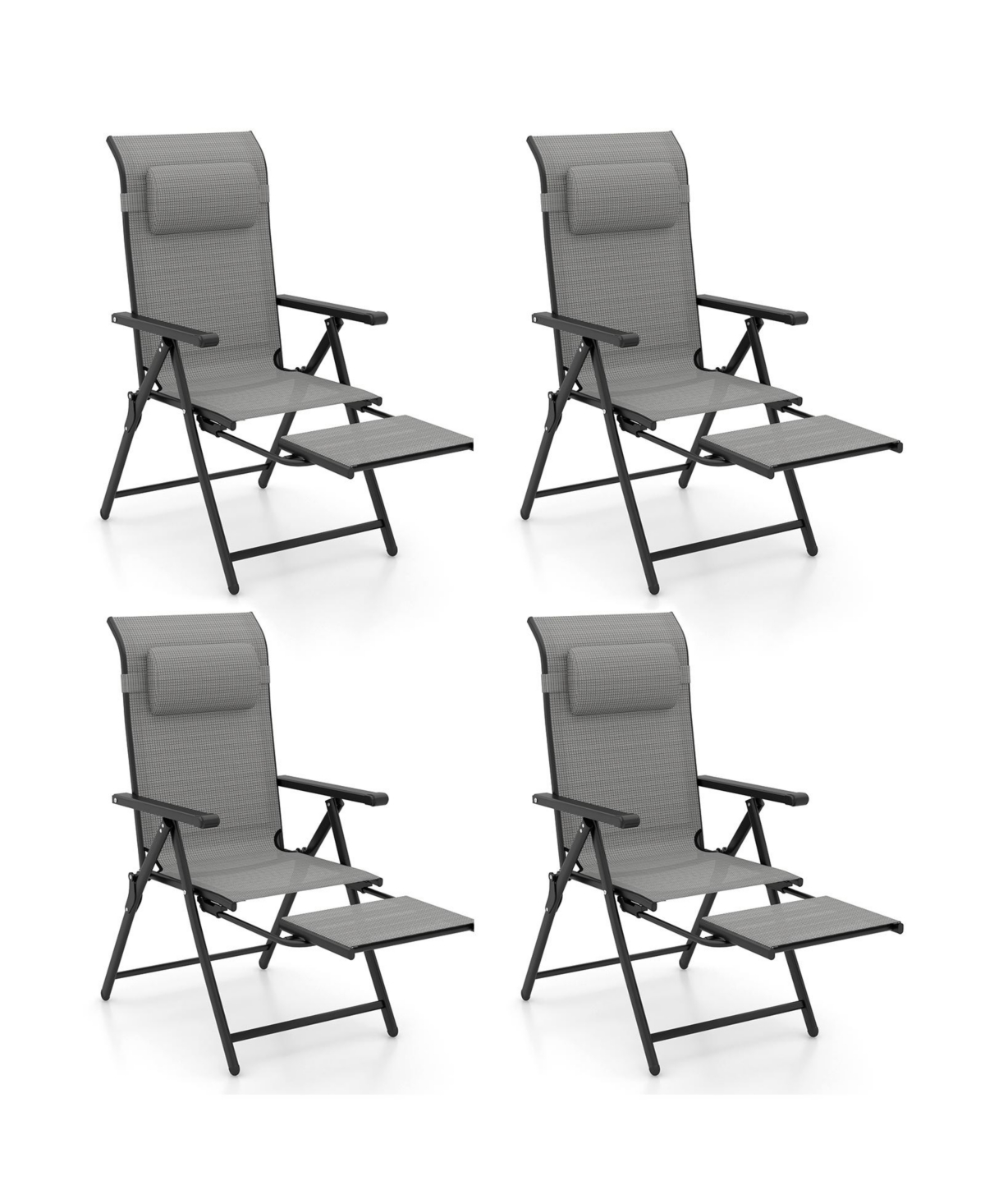 Click here for Gymax Folding Patio Chairs Set of 4 Lounge Chairs... prices