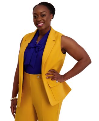 Kasper Notched Collar Open-Front Regular & Plus Sizes Vest Jacket - Macy's