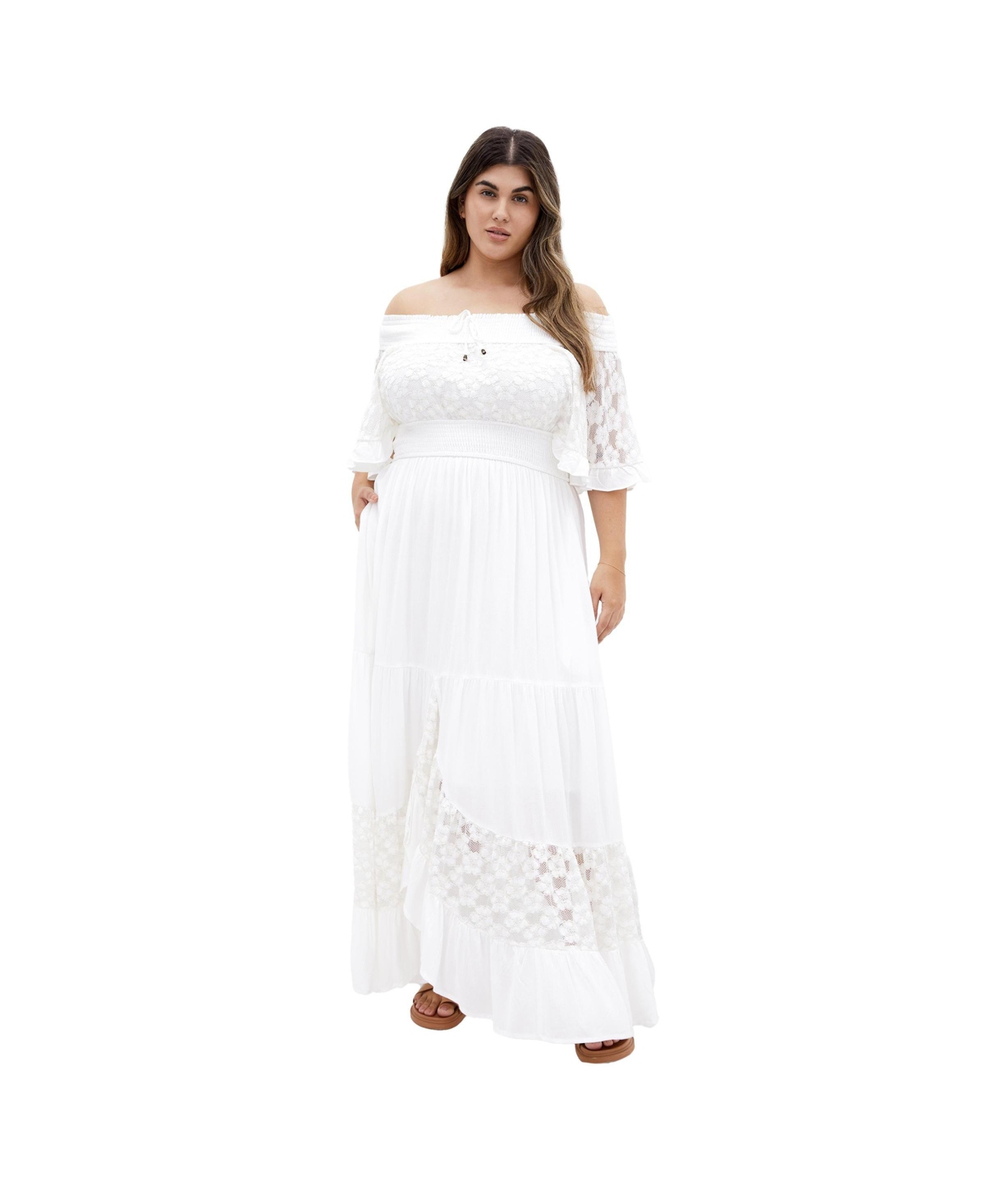 Click here for City Chic Plus Size Spellbound Dress - Ivory prices