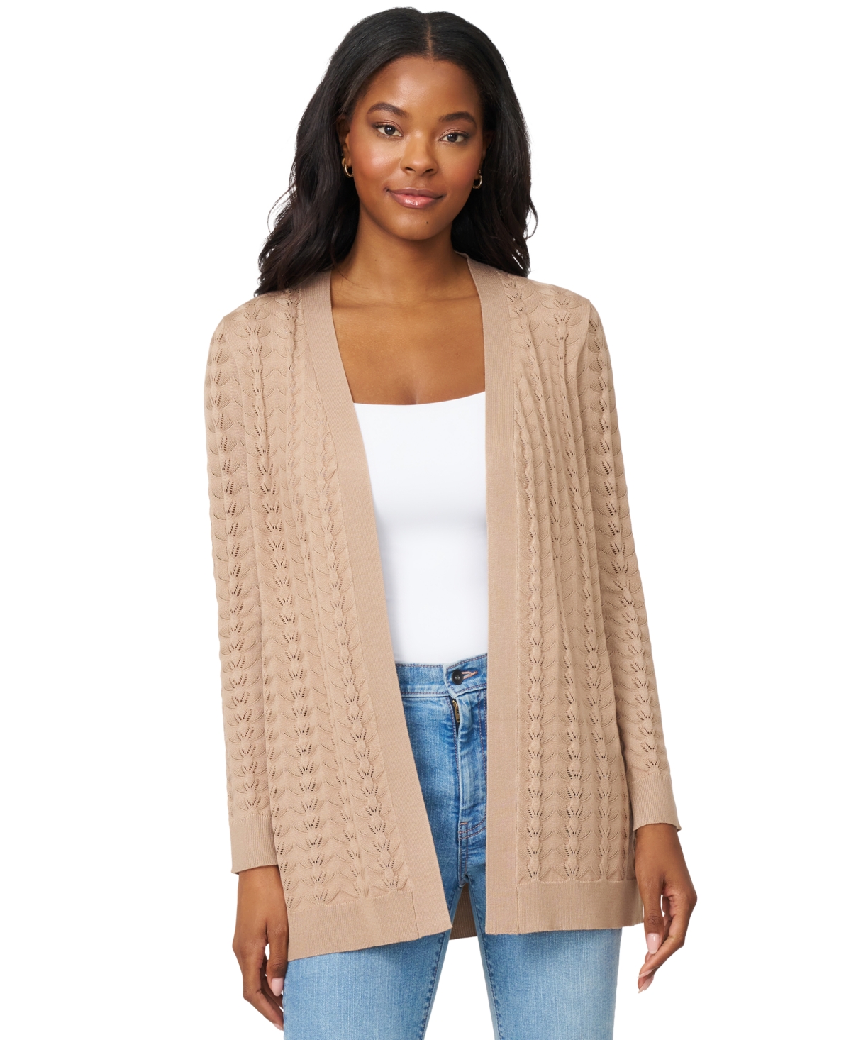 Click here for Melissa Paige Womens Pointelle Open-Front Cardigan... prices