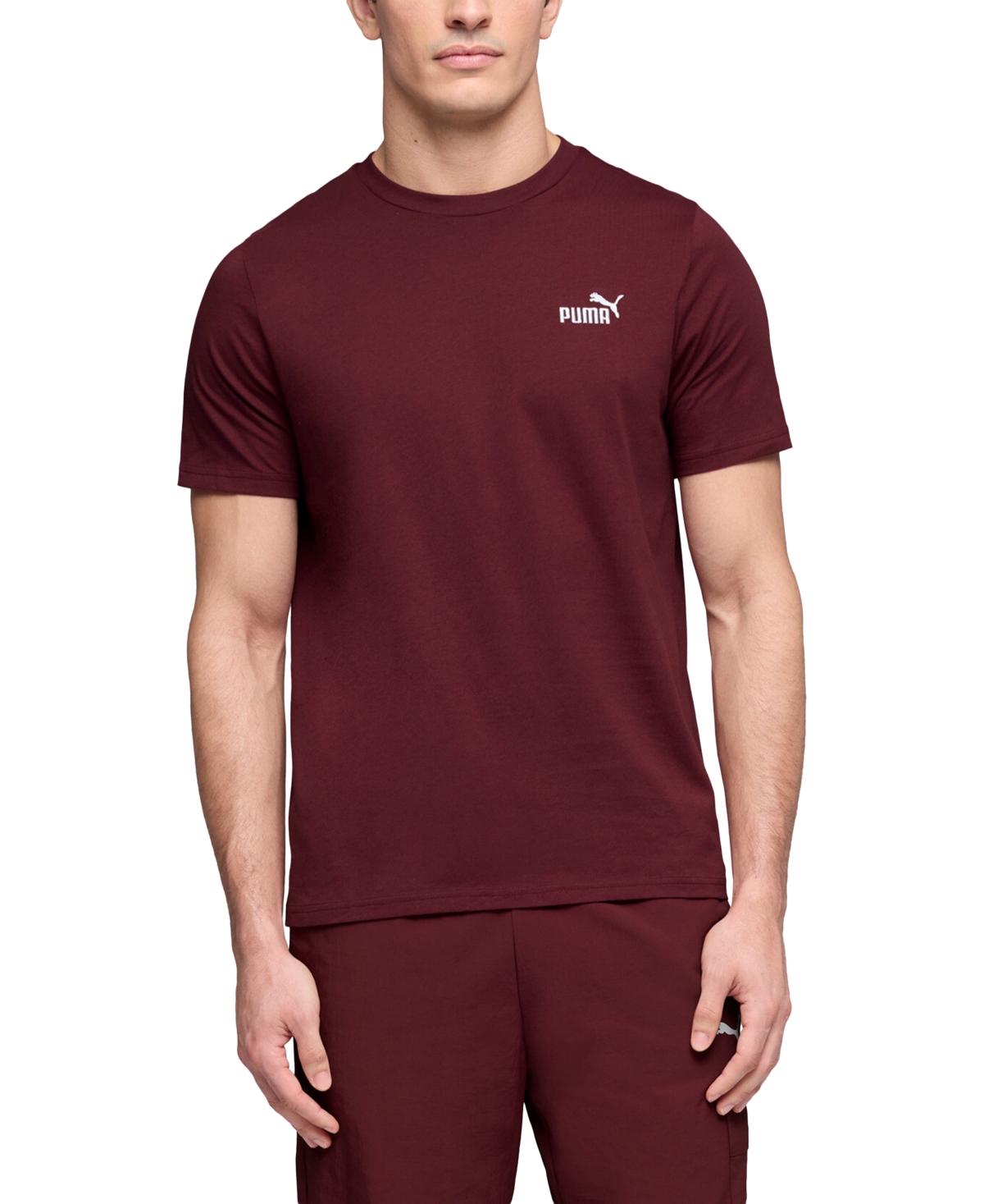 Click here for Puma Mens Essential Small Logo T-Shirt - Ruby Shim... prices
