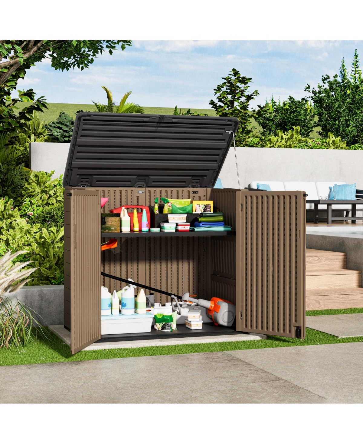 Click here for Mondawe 34.3D x 53.2W x 47.1H Resin Outdoor Storag... prices