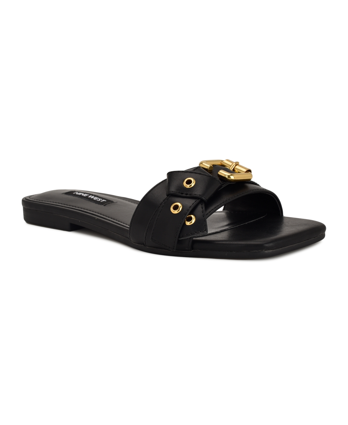 Click here for Nine West Womens Missj Buckle Slip-On Flat Sandals... prices