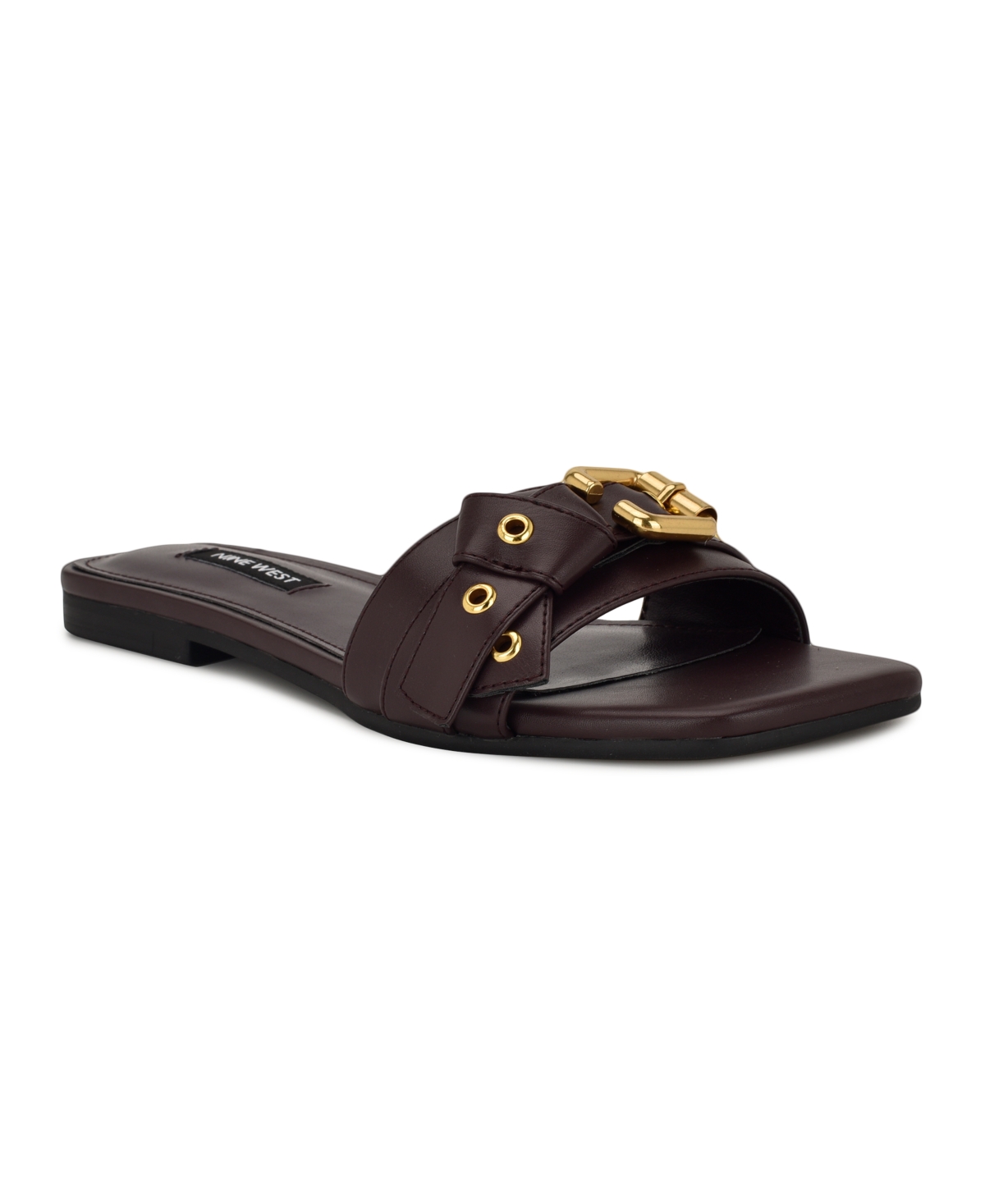 Click here for Nine West Womens Missj Buckle Slip-On Flat Sandals... prices