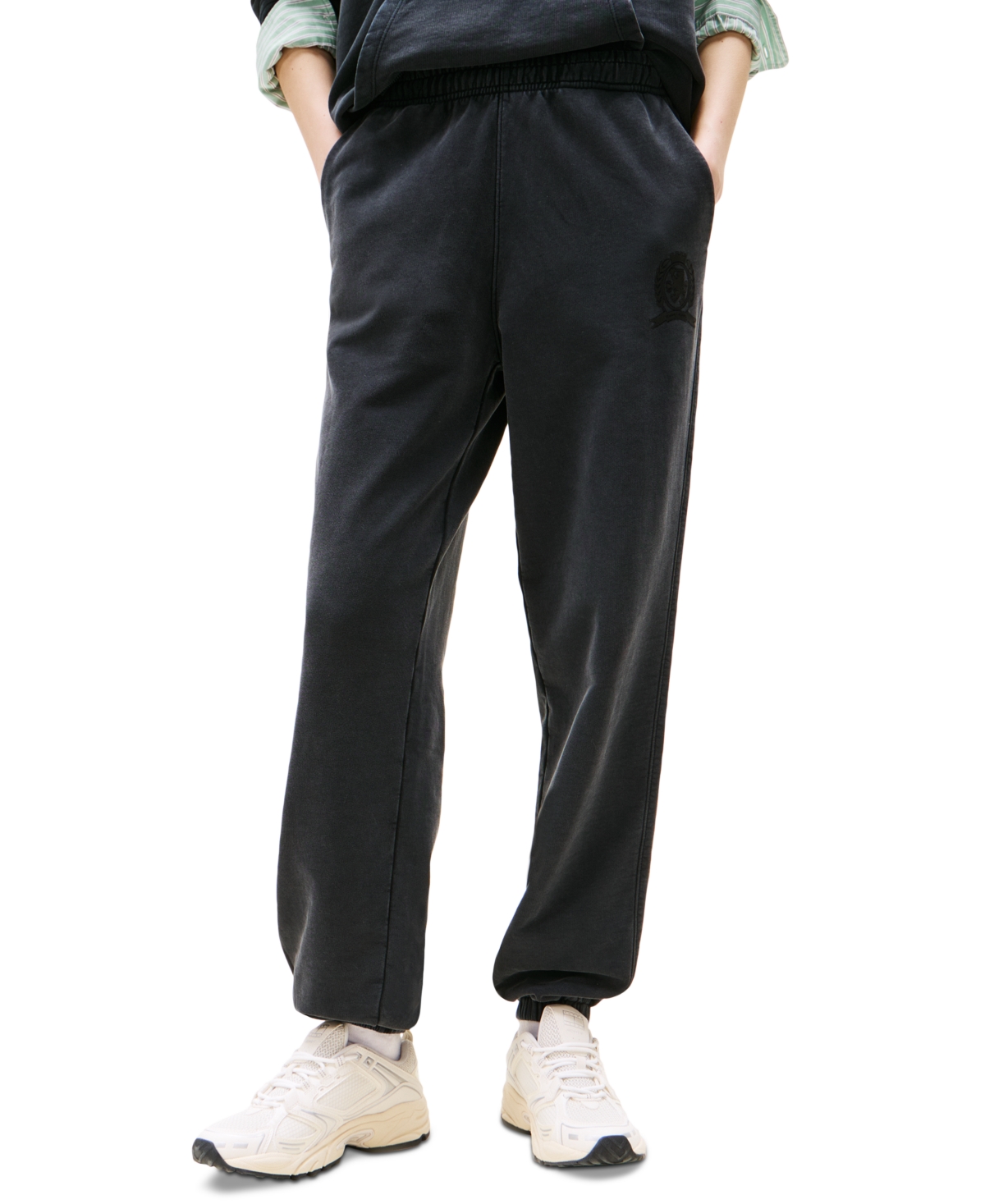 Click here for Tommy Jeans Womens High-Rise Cotton Crest Sweatpan... prices