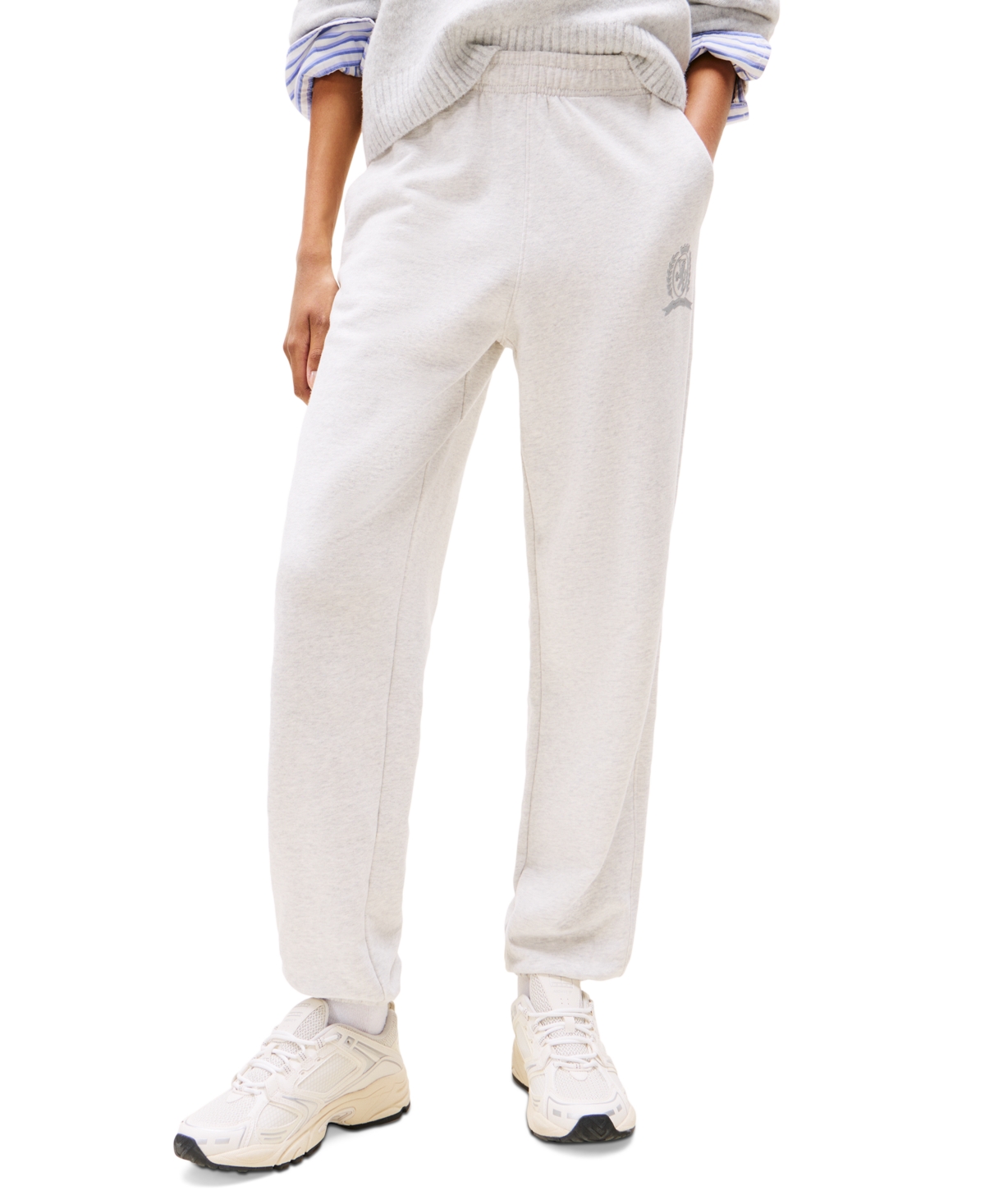 Click here for Tommy Jeans Womens High-Rise Cotton Crest Sweatpan... prices