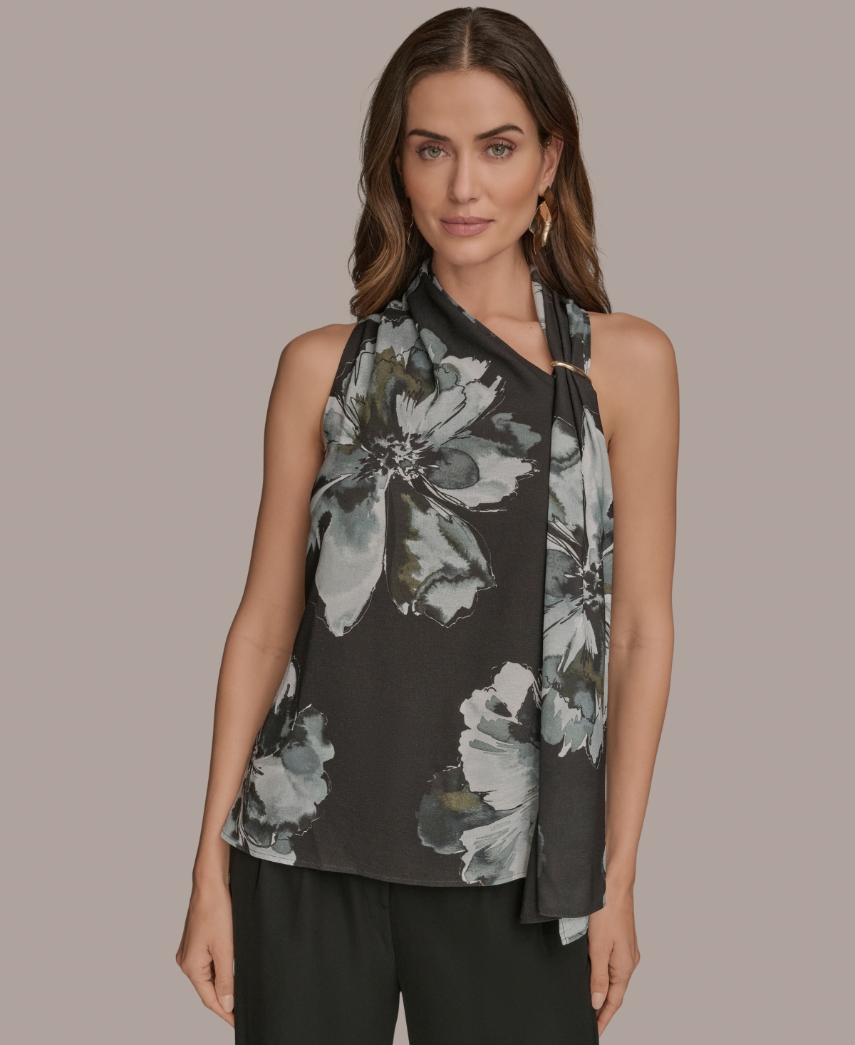 Click here for Donna Karan New York Womens Sleeveless Printed Sca... prices