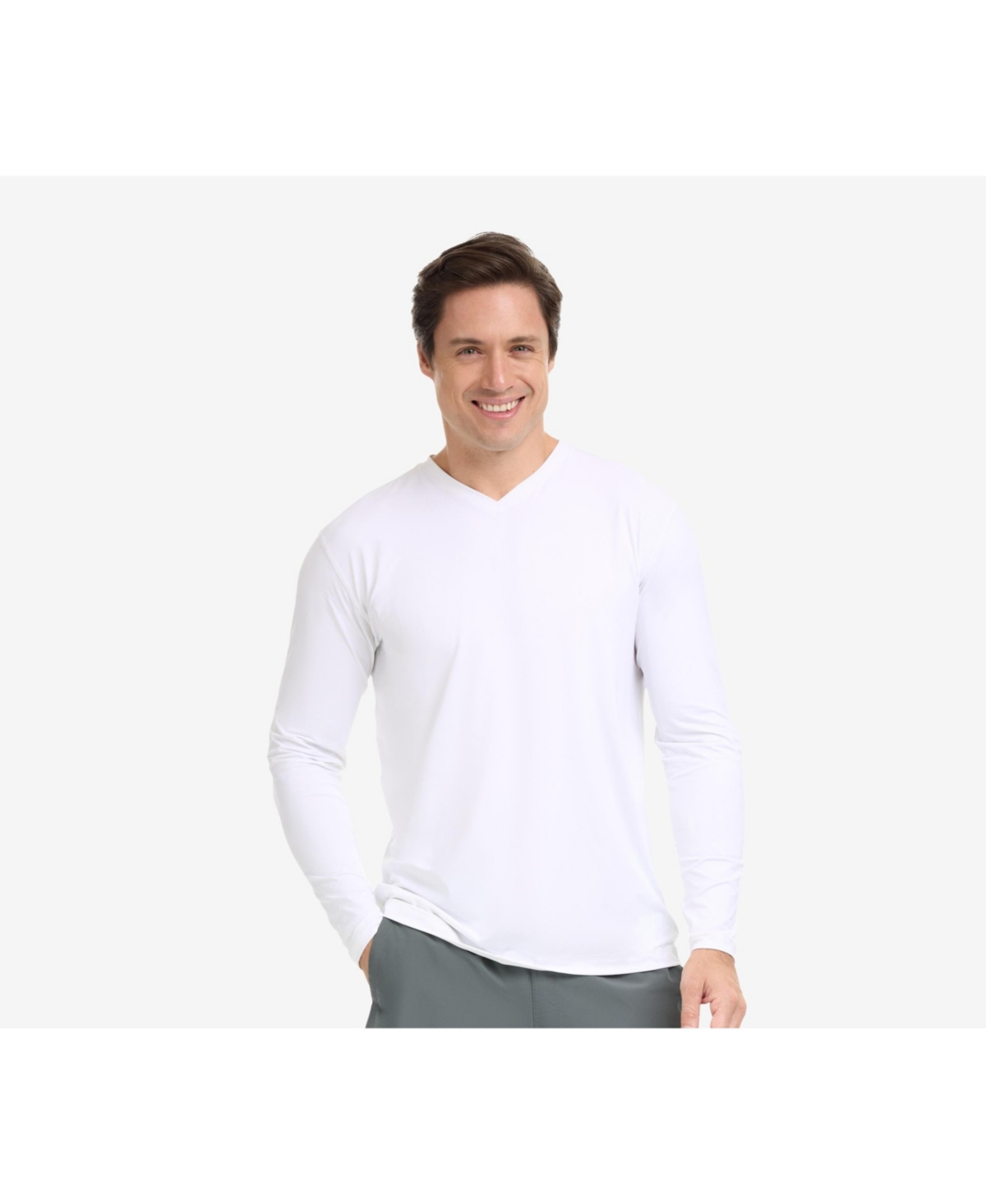 BloqUV Mens Upf 50+ Sun Protective Performance V Neck - White