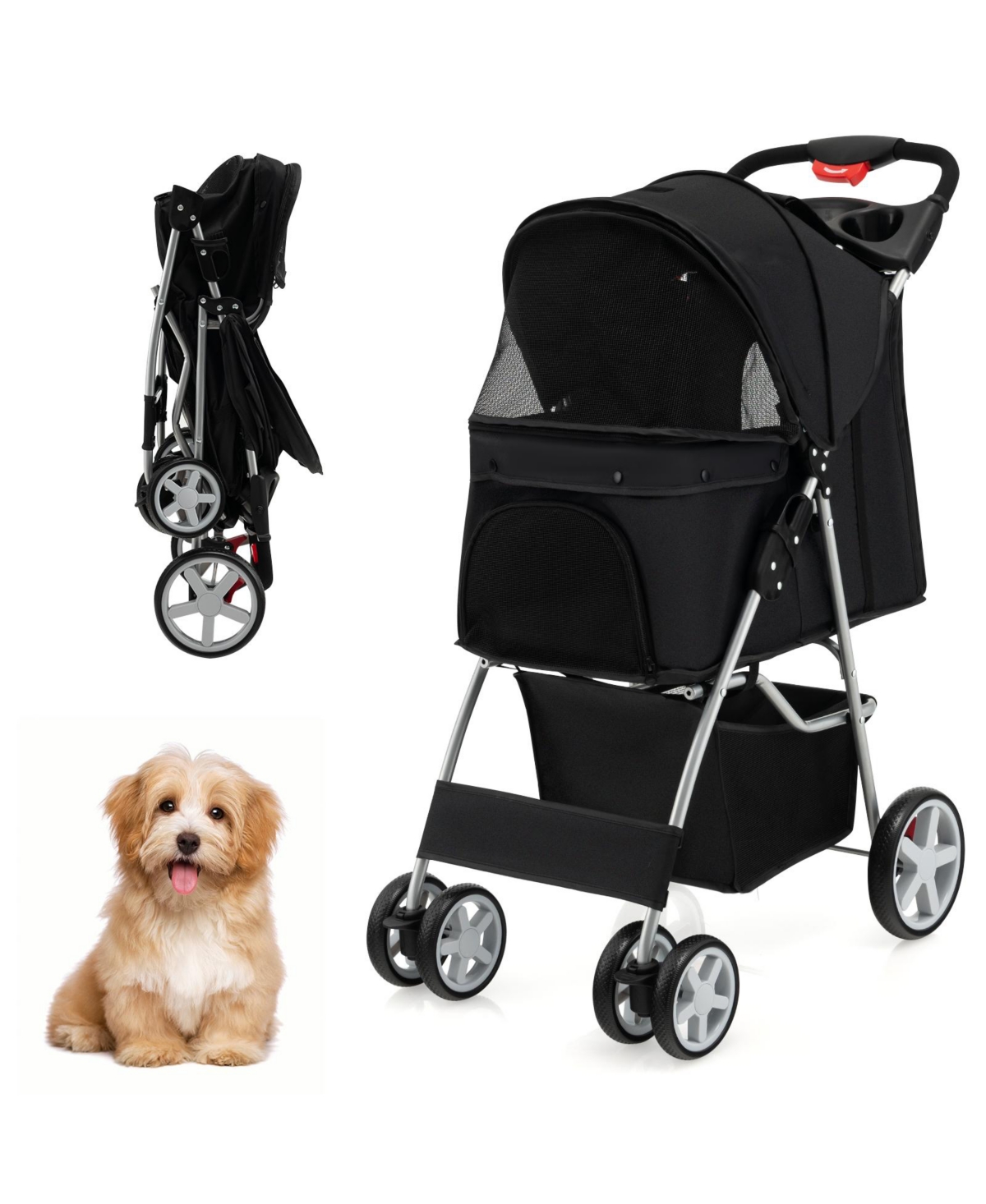 Click here for Folding Pet Stroller with Storage Basket and Adjus... prices