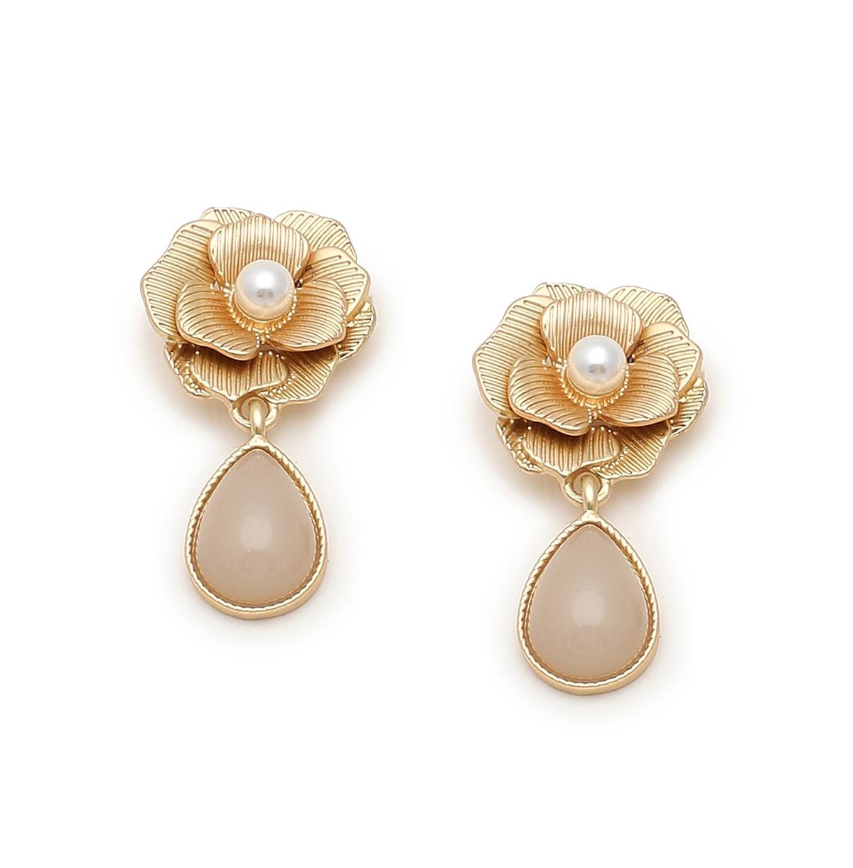 Click here for Sohi Floral Drop Earrings - White prices