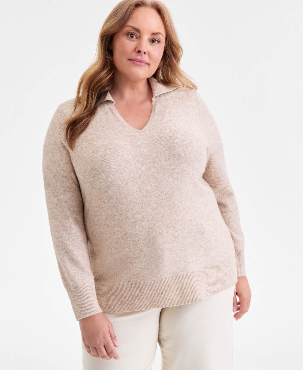 Click here for Style & Co Plus Size Johnny Collar Luxe Sweater  M... prices