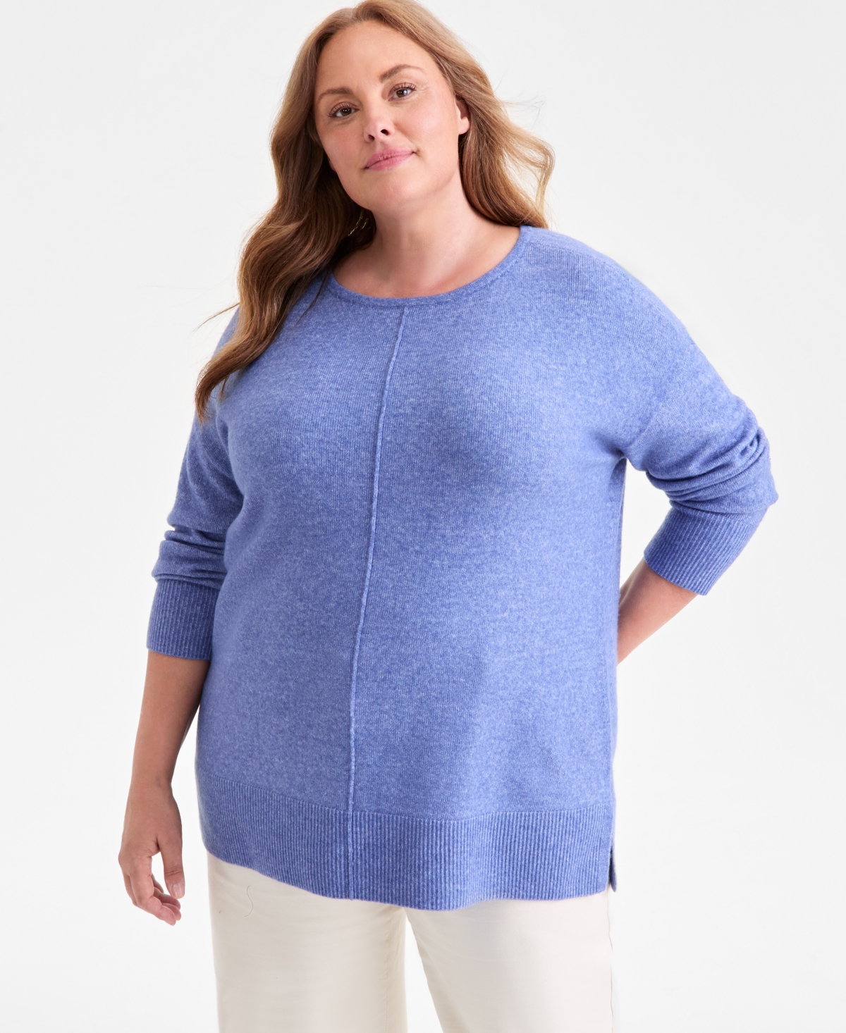 Click here for Style & Co Plus Size Seam-Front Lux Tunic Sweater... prices