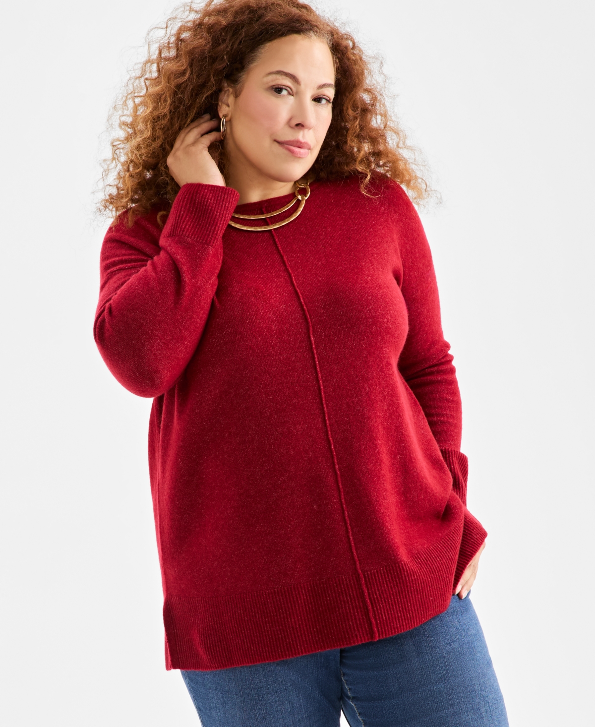 Click here for Style & Co Plus Size Seam-Front Lux Tunic Sweater... prices