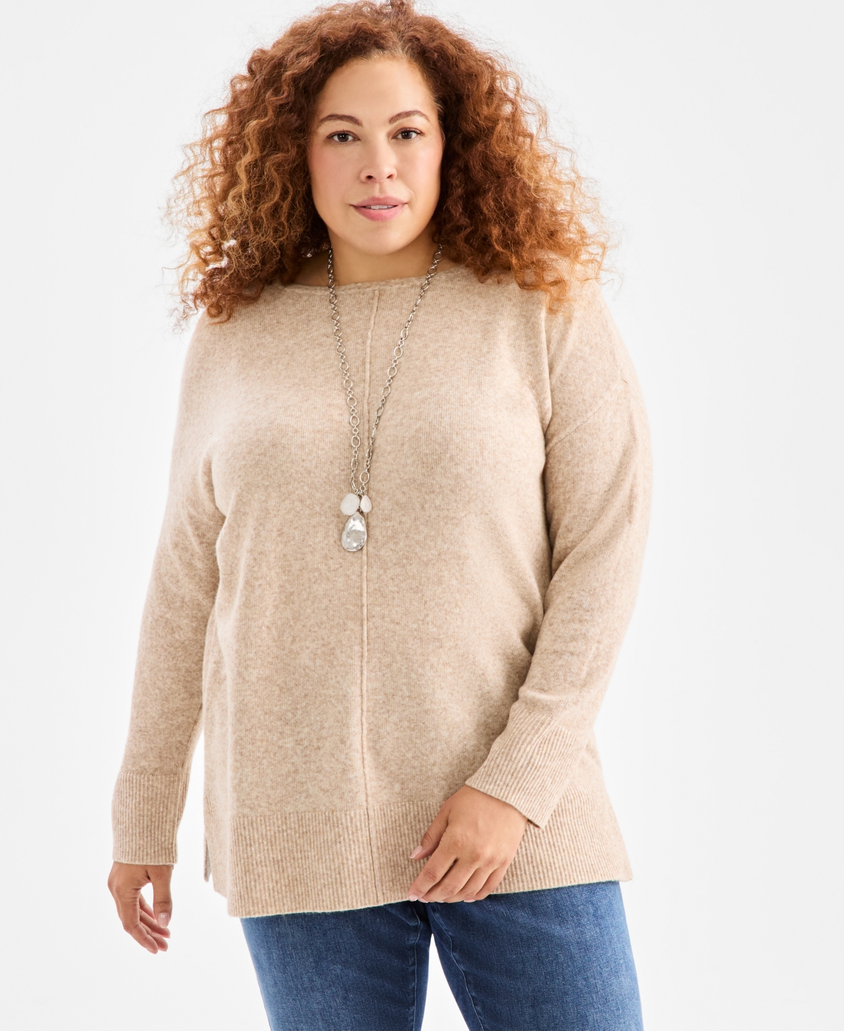 Click here for Style & Co Plus Size Seam-Front Lux Tunic Sweater... prices