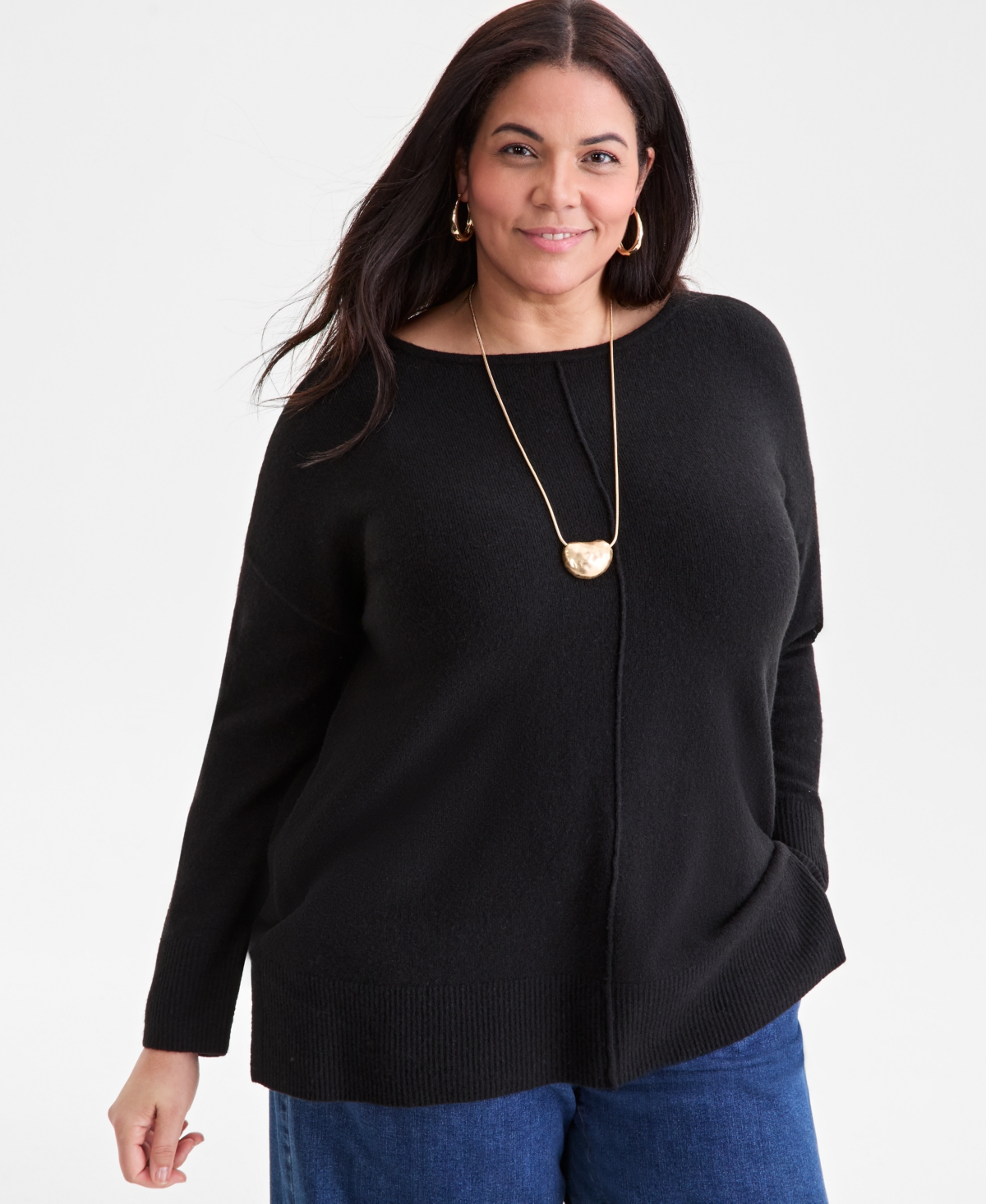 Click here for Style & Co Plus Size Seam-Front Lux Tunic Sweater... prices