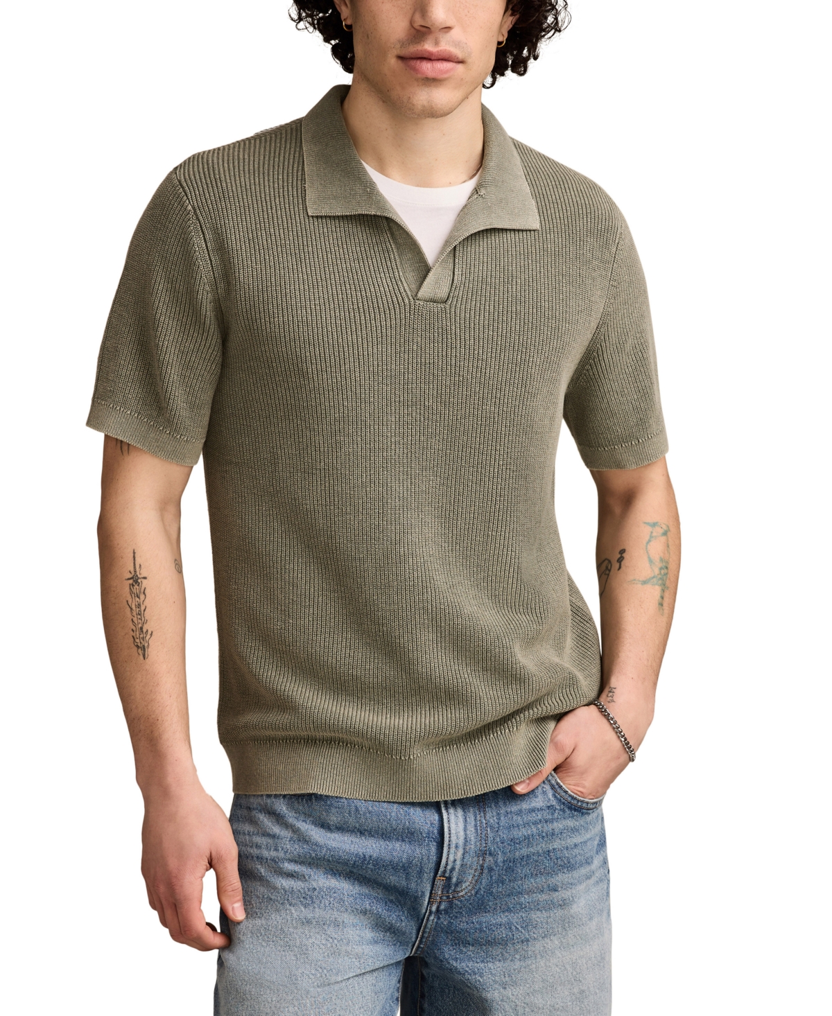 Click here for Lucky Brand Mens Washed Polo Shirt - Dusty Olive prices