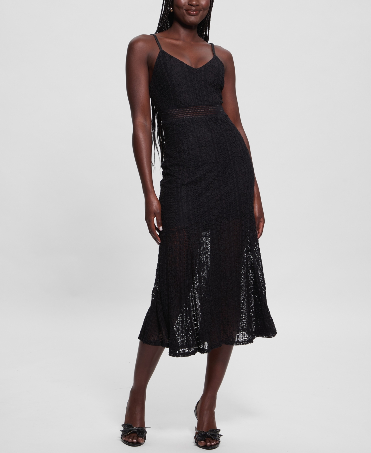 Click here for Guess Womens Sleeveless V-Neck Midi Dress - Black prices