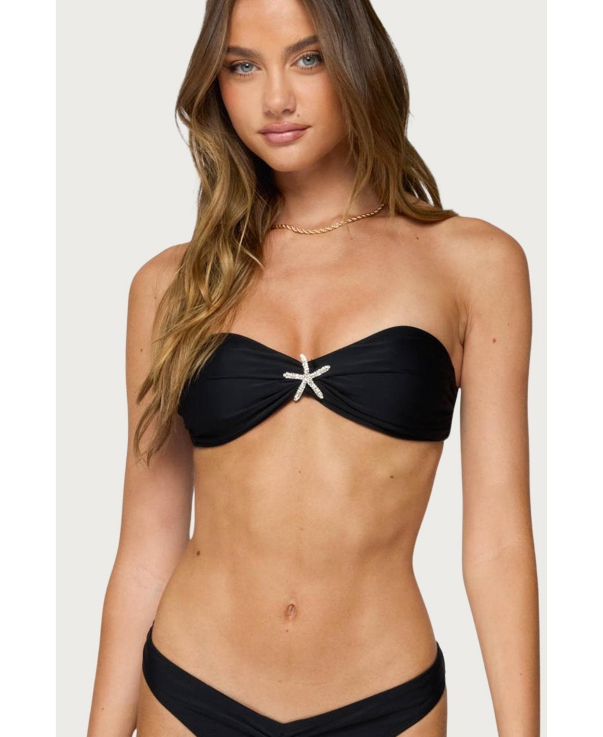 Click here for Edikted Womens Starfish Bandeau Bikini Top - Black prices