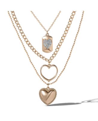 Jessica Simpson -Tone Multi-Charm Heart Layered Necklace Set - Macy's