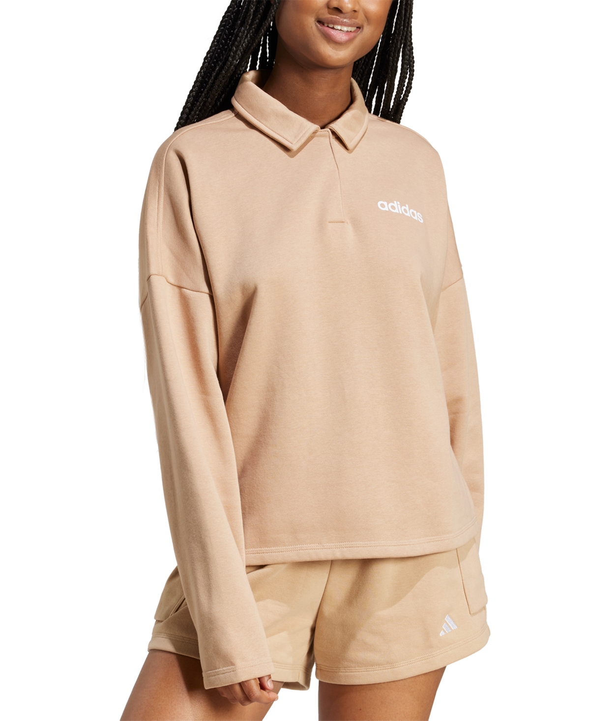Click here for adidas Womens Essentials Linear Fleece Polo Sweats... prices