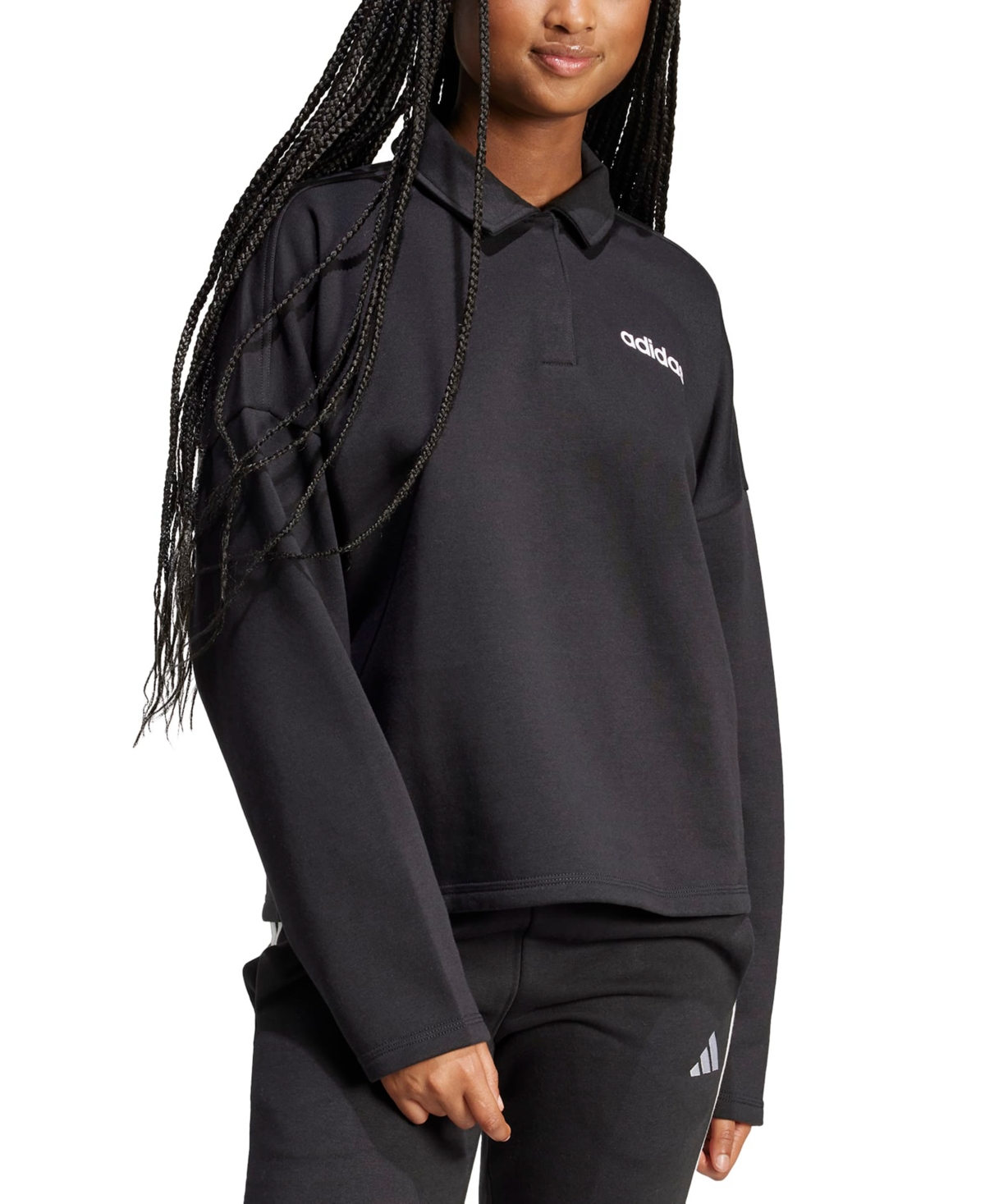 Click here for adidas Womens Essentials Linear Fleece Polo Sweats... prices