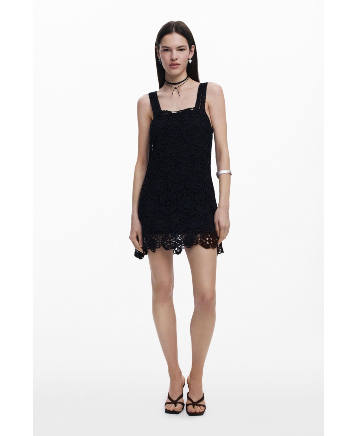 Click here for Desigual Womens Crochet mini dress - Black prices