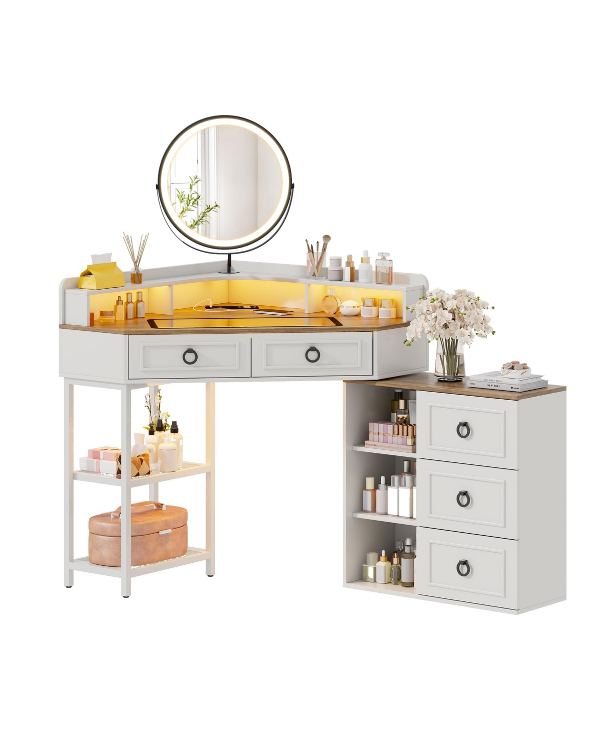 Click here for Vlsrka Corner vanity desk with mirror  three-color... prices