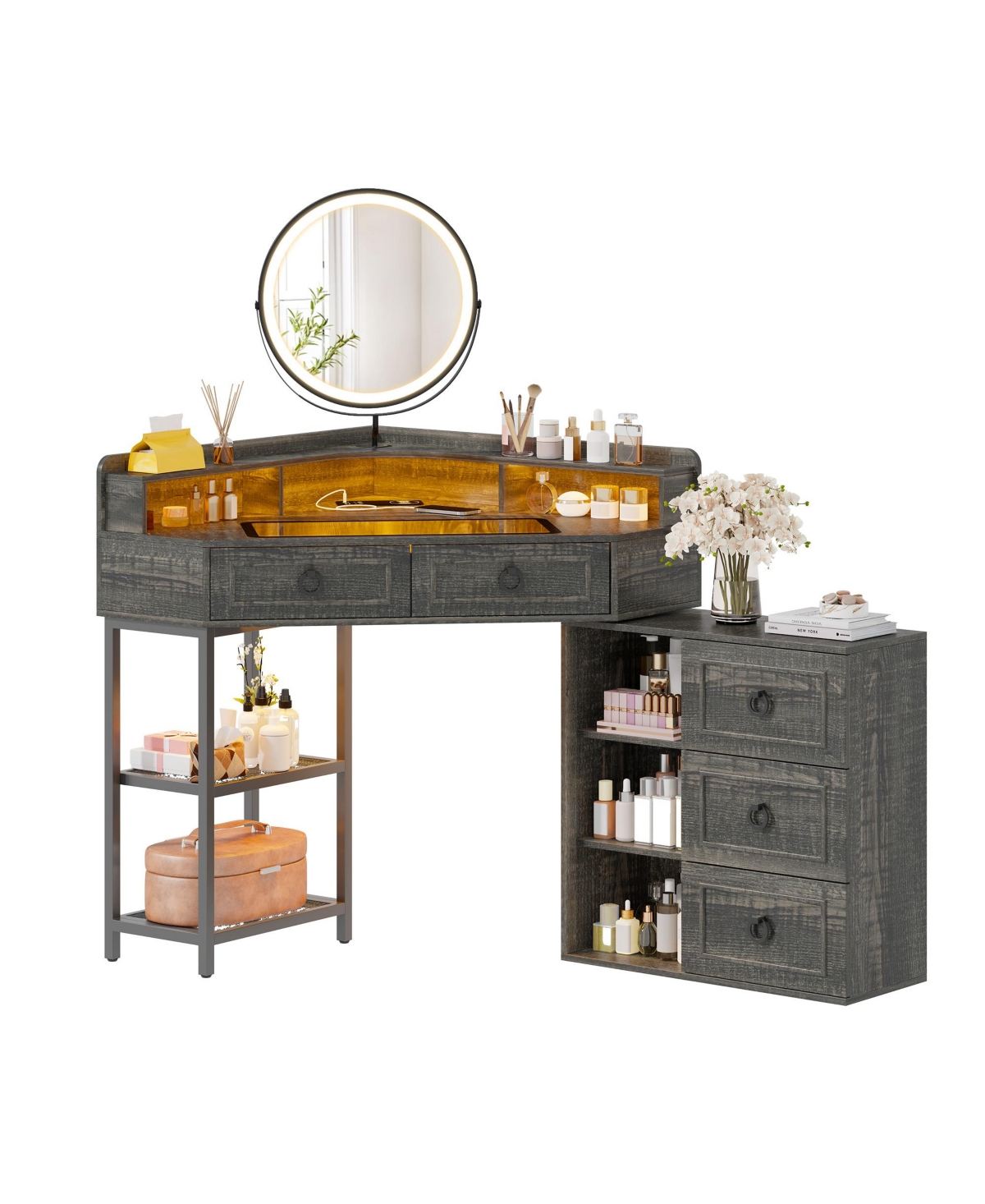 Click here for Vlsrka Corner vanity desk with mirror  three-color... prices