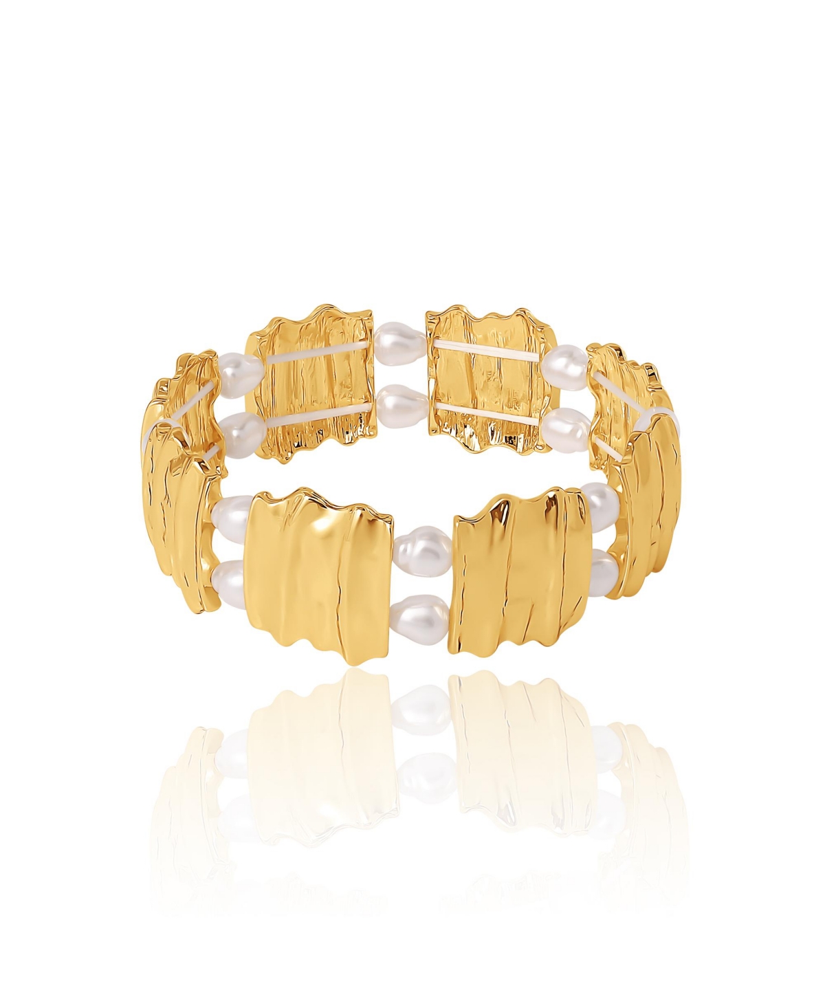 Click here for Bcbg Gold-Tone Sculpted Stretch Bracelet - Gold/wh... prices