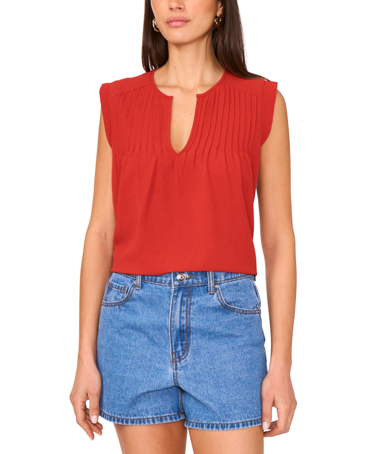 Click here for Vince Camuto Womens Pleated Sleeveless Blouse - Ch... prices