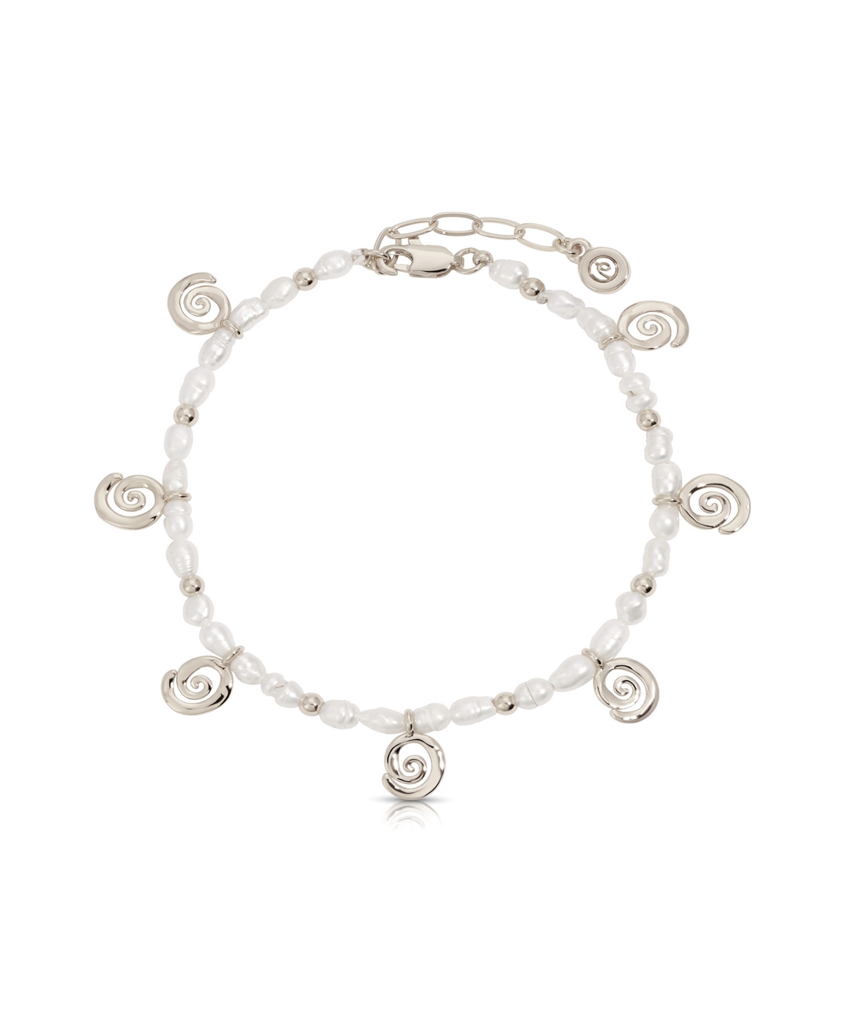 Click here for Ettika Aura Mother of Pearl Stretch Bracelet - Sil... prices