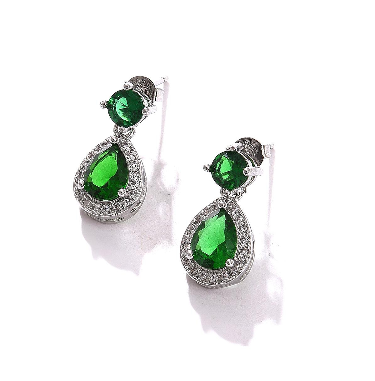 Click here for Sohi Womens Green Teardrop Stone Drop Earrings - G... prices