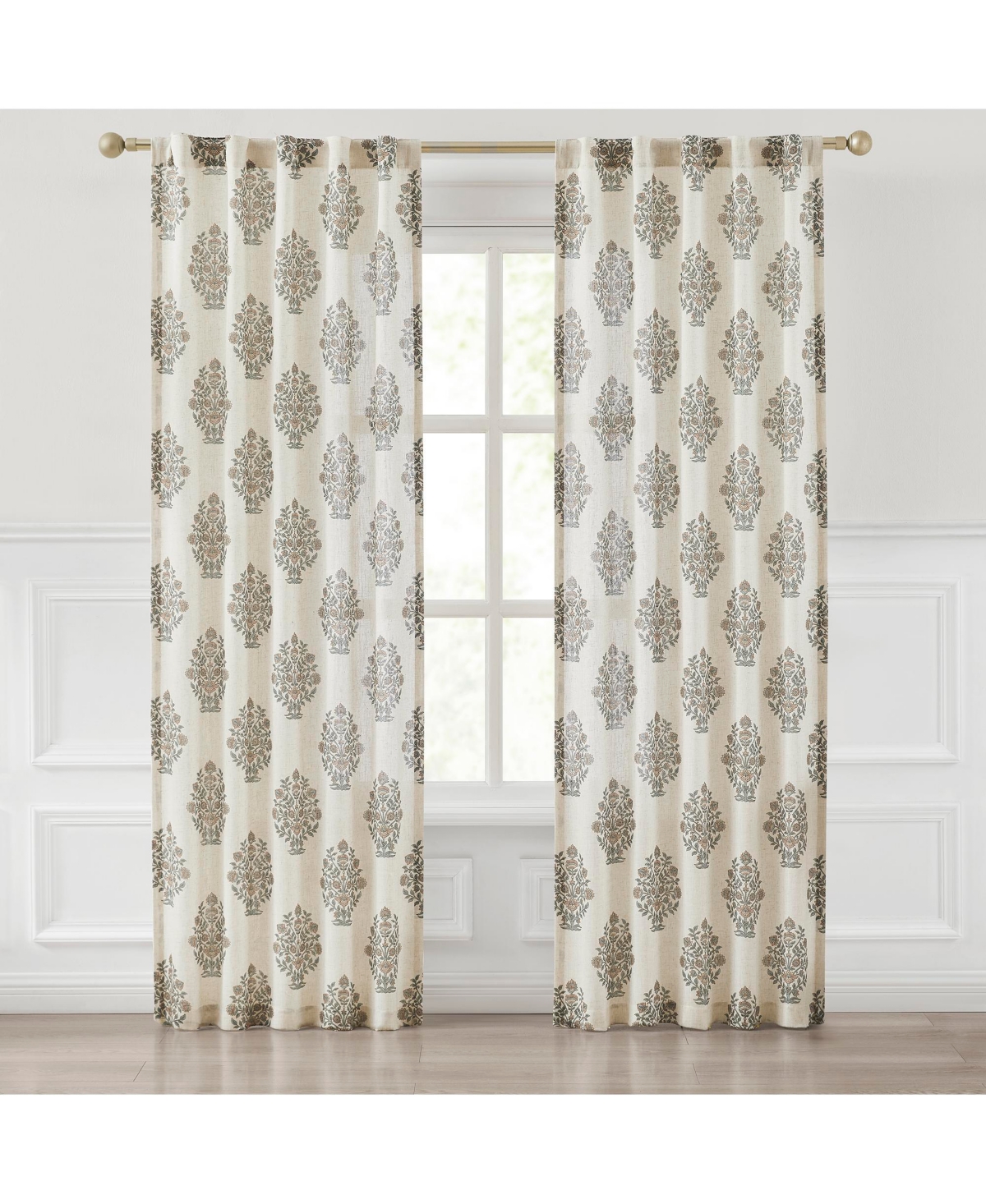 Click here for Sofia Flower Block Bouquet Linen Textured Window C... prices