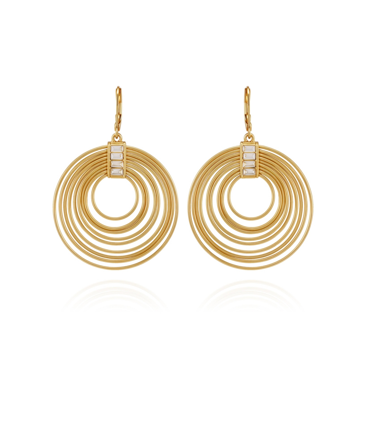 Click here for Vince Camuto Tiered Gold Hoop Earrings with Baguet... prices