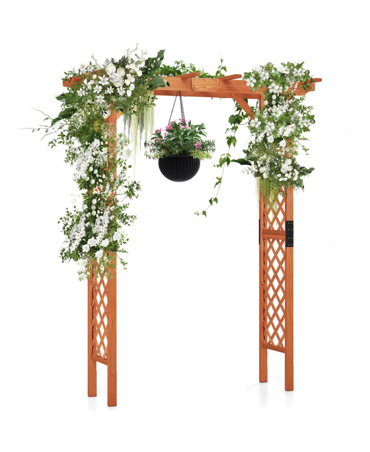 Click here for Costway Arbor Over 7FT High Wooden Garden Arch Tre... prices