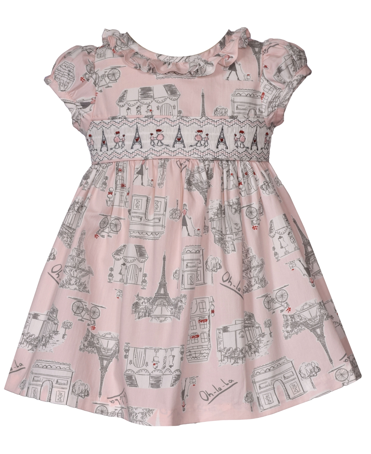 Click here for Bonnie Baby Baby Girls Paris Smocked Dress - Pink prices
