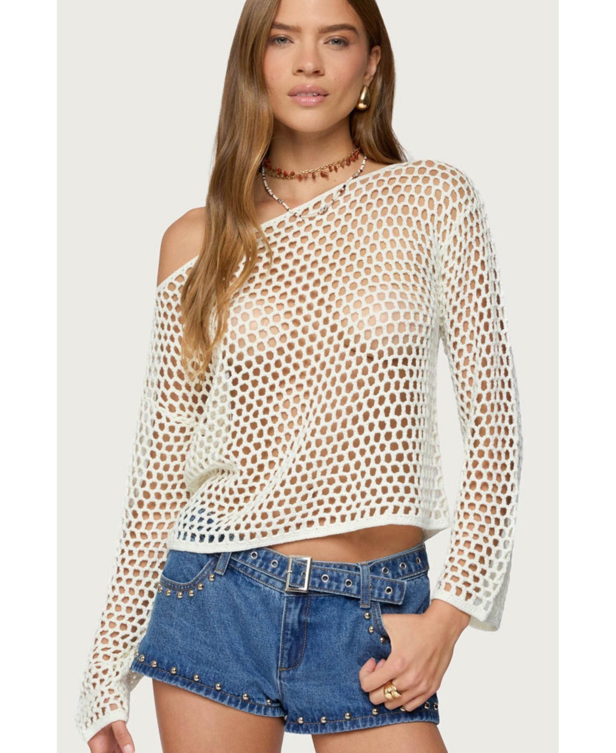 Click here for Edikted Womens Kalley Off Shoulder Crochet Top - C... prices