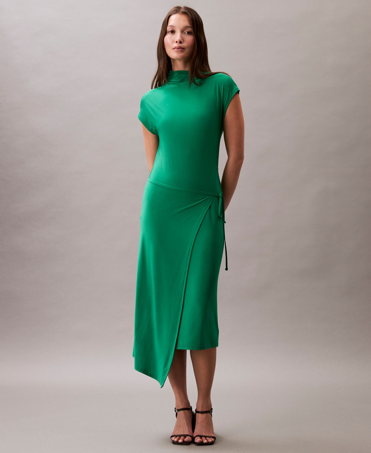 Click here for Calvin Klein Womens Wrap Front Midi Dress - Radian... prices