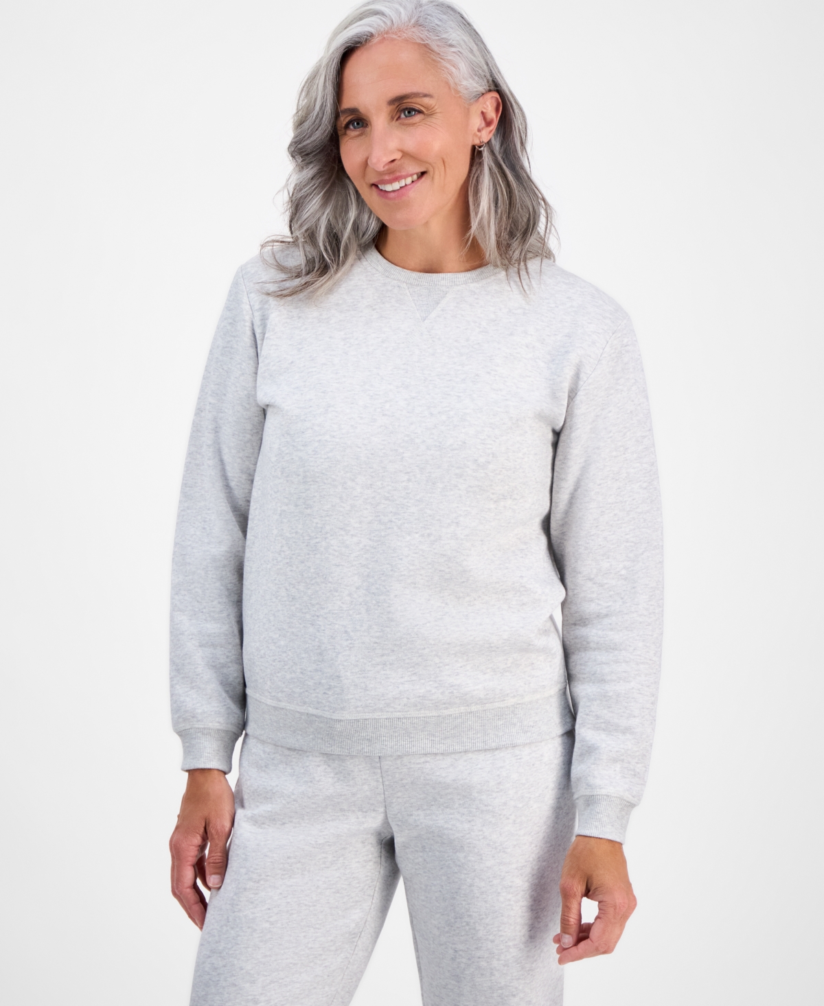 Click here for Style & Co Petite Crewneck Long-Sleeve Fleece Swea... prices