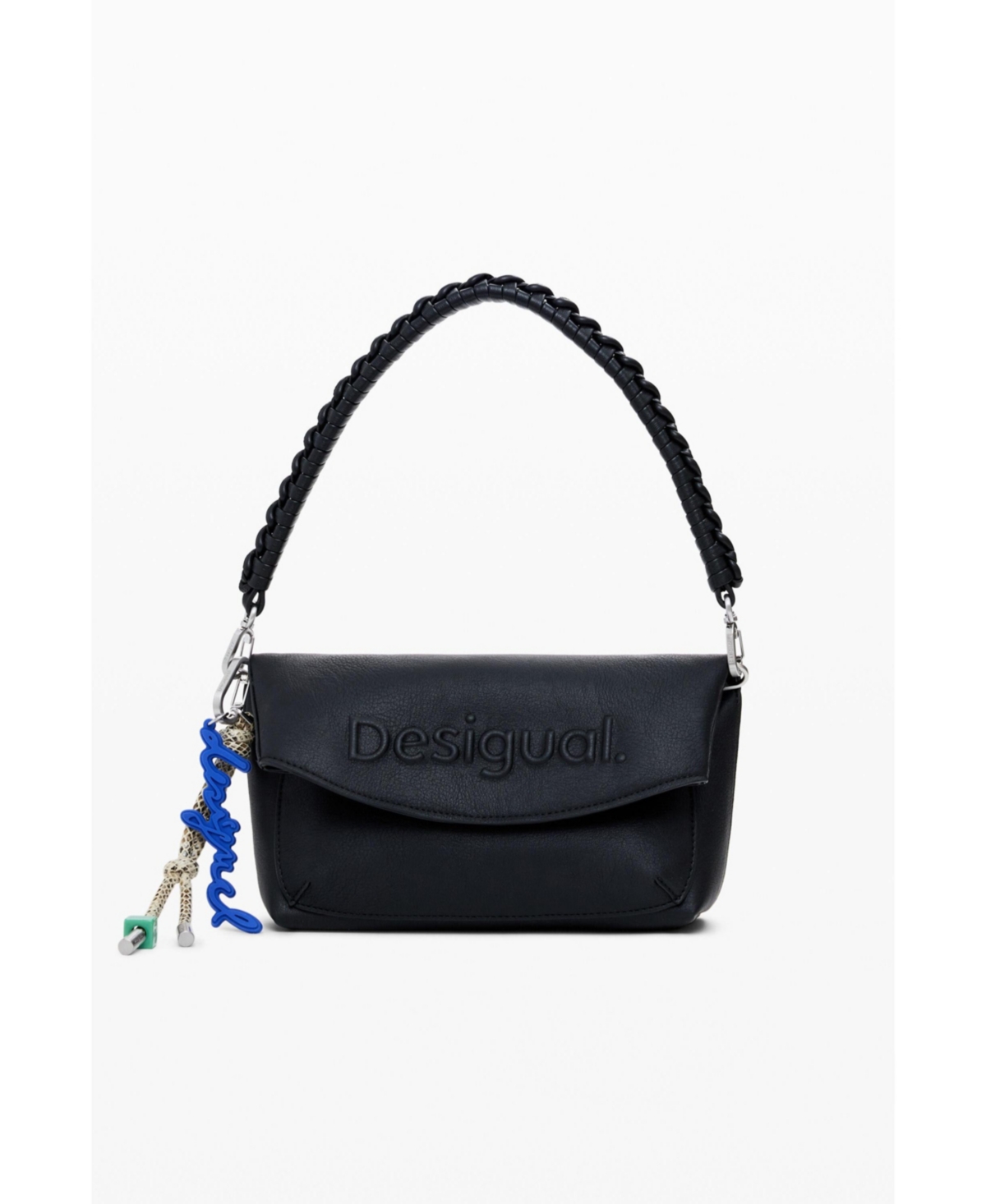 Click here for Desigual Womens Medium 3D logo flap bag - Black prices