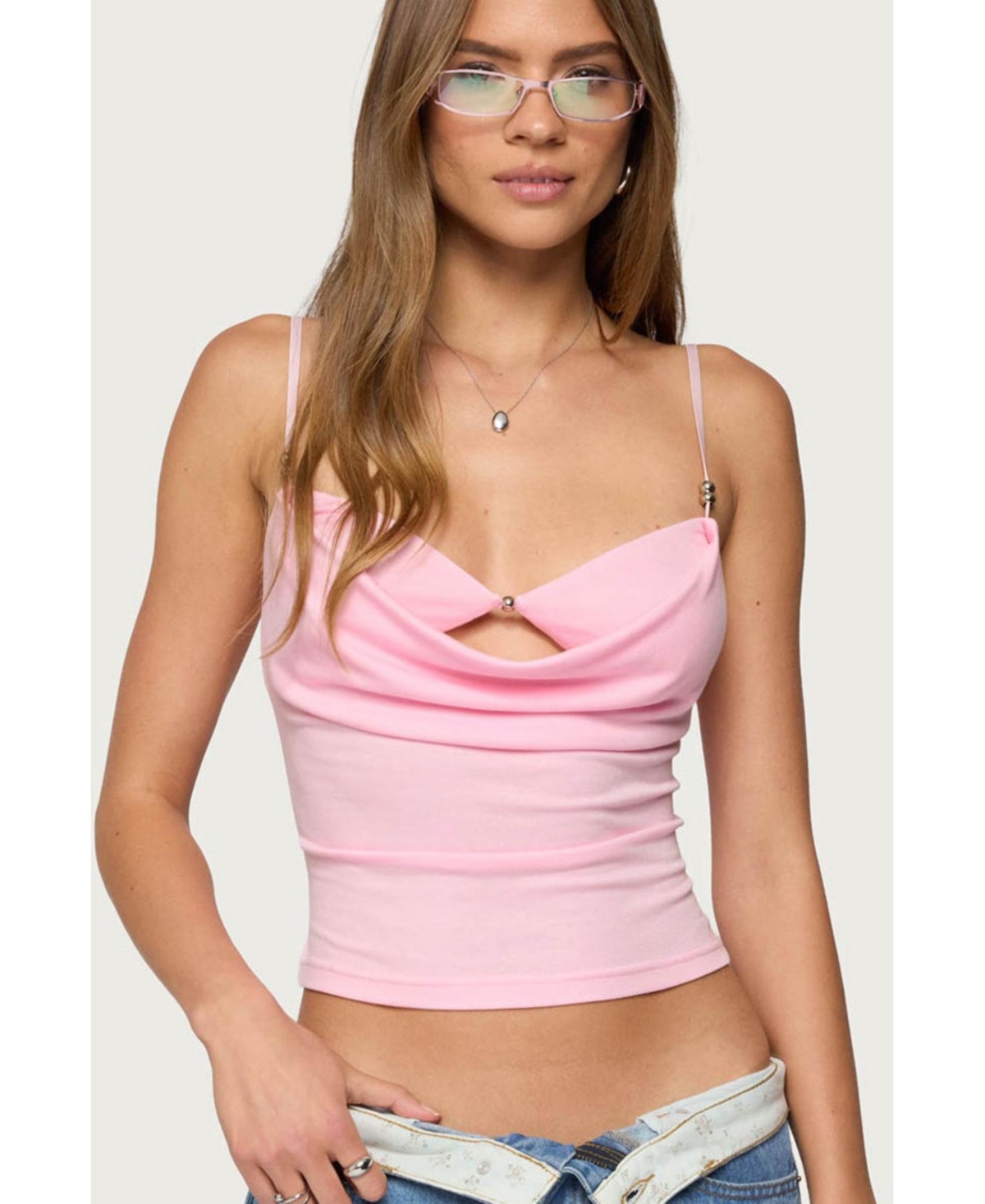 Click here for Edikted Womens Layered Bra Cowl Neck Top - Pink prices