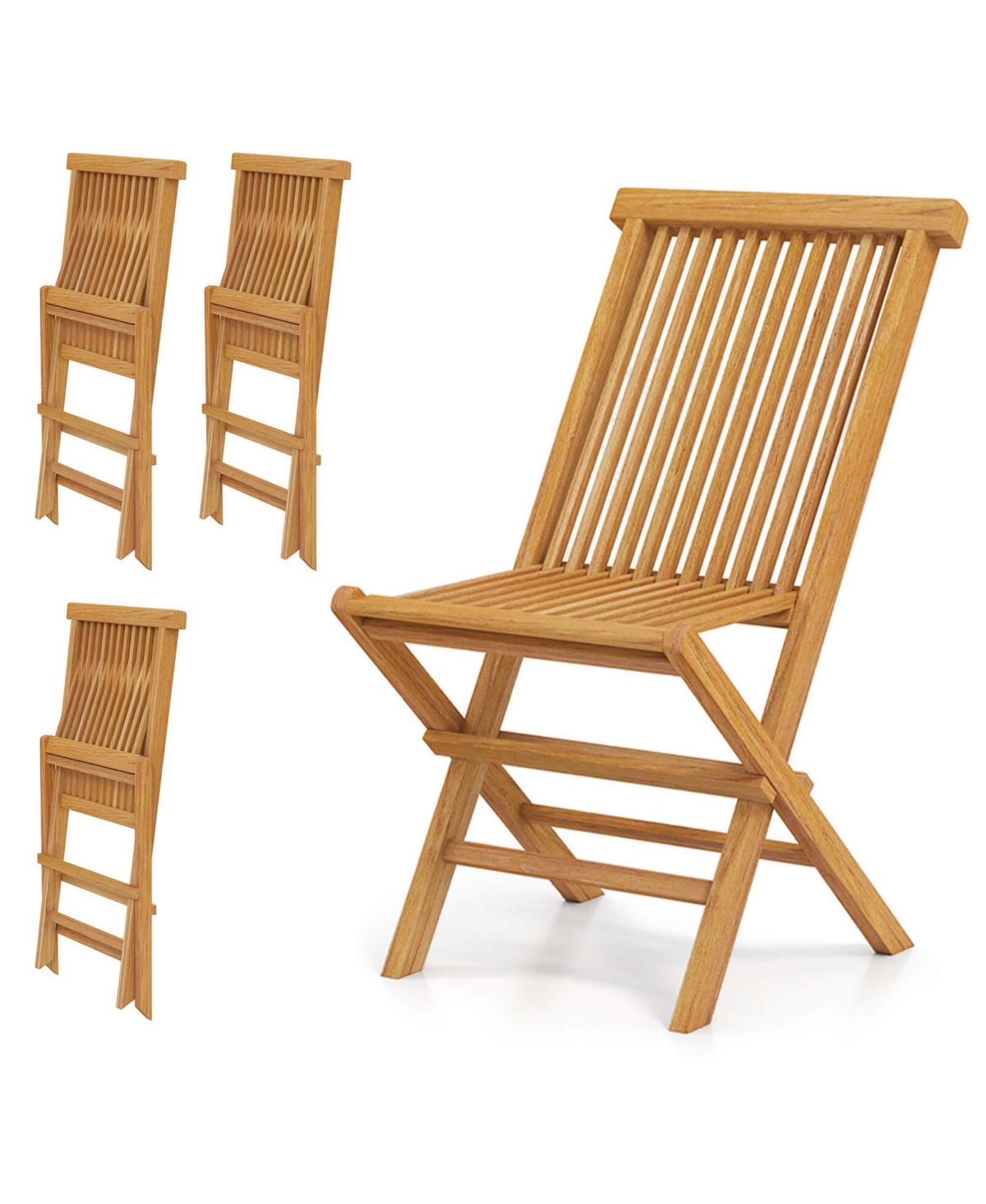 Click here for Costway Patio Chairs Set of 4 with Slatted Seat &... prices